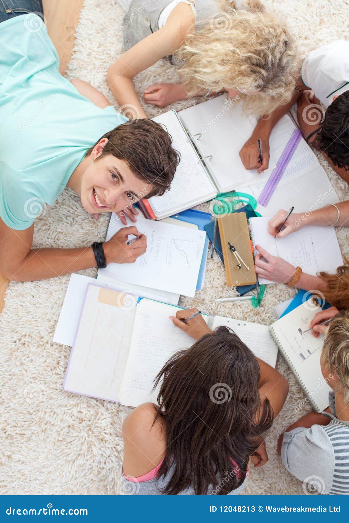 Group of Teenagers Studying Together Stock Image - Image of learning ...