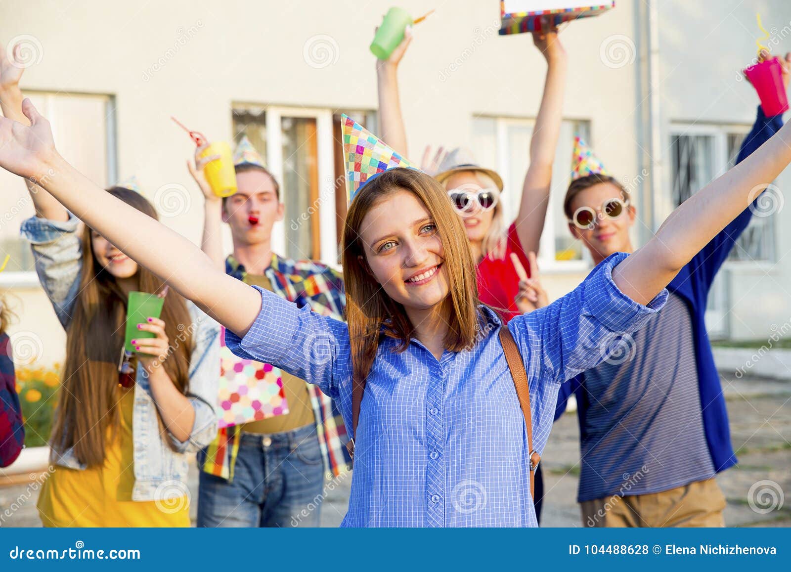 Teens having a party stock photo. Image of meet, happy - 104488628