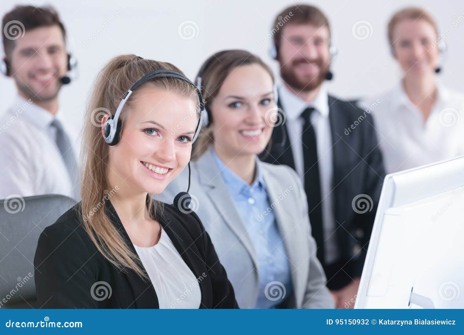 Group of telemarketers stock photo. Image of shirt, happy - 95150932