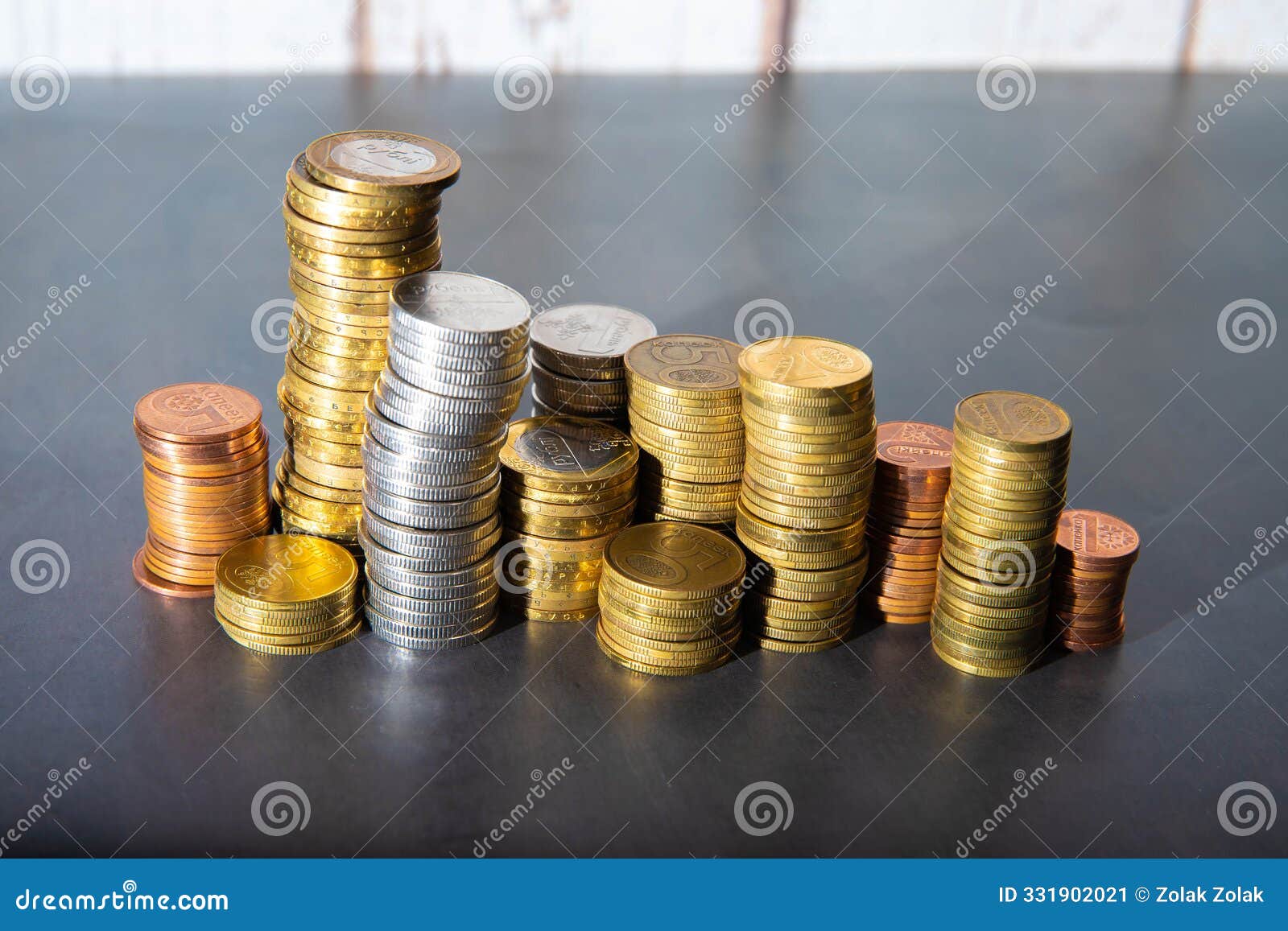 A Group of Thai 1 Baht Silver Coint Stack on Cement Floor. Stock Image ...