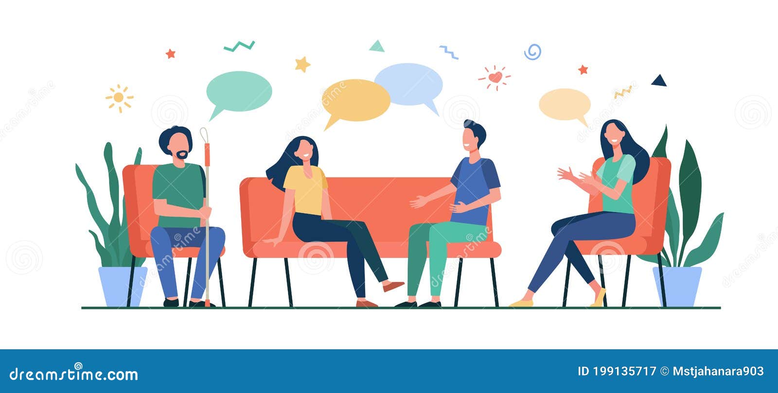 Group therapy concept stock vector. Illustration of center - 199135717