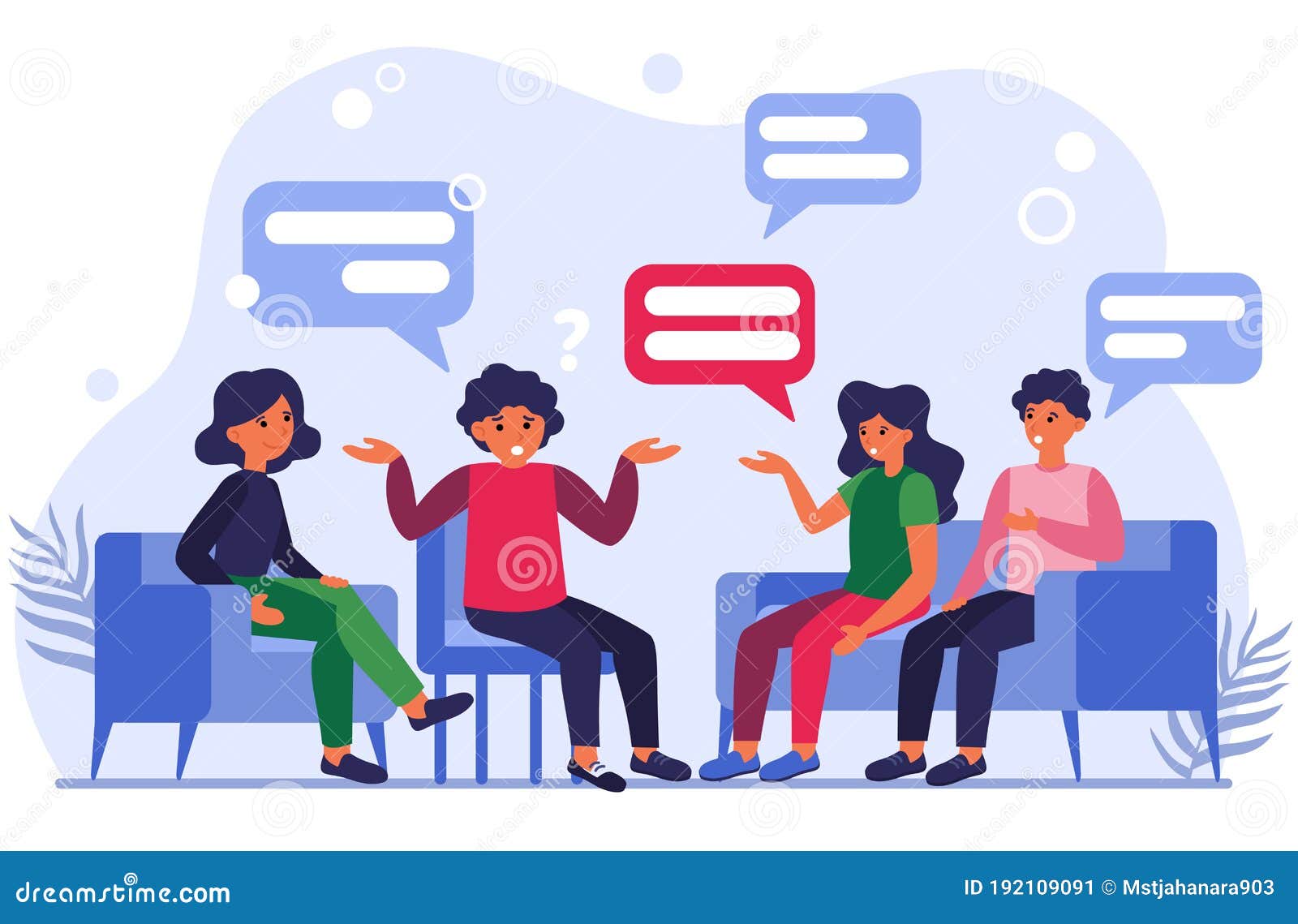 Group Therapy Flat Vector Illustration Stock Vector - Illustration of ...