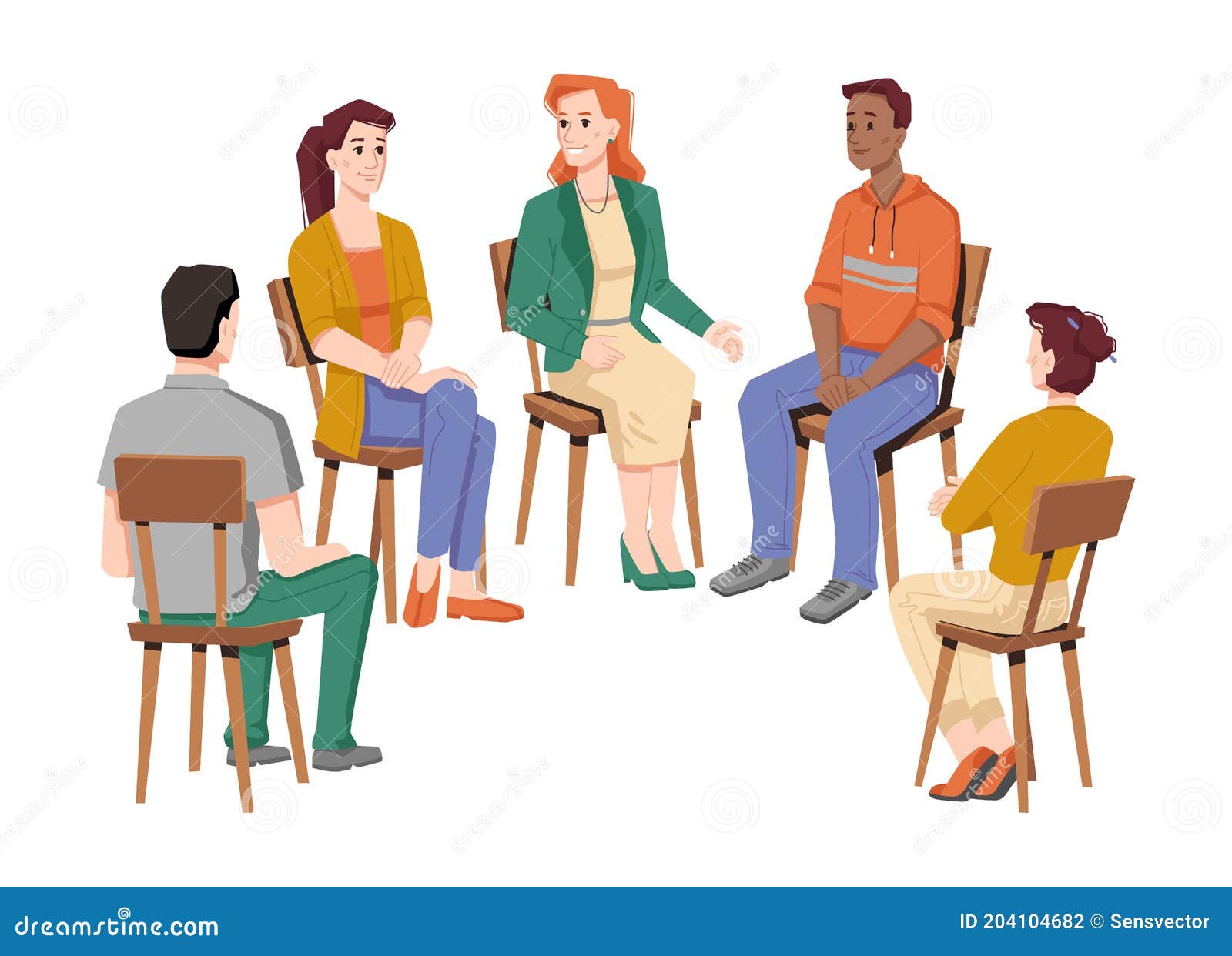 Group Therapy of People Sitting in Circle Vector Stock Vector ...