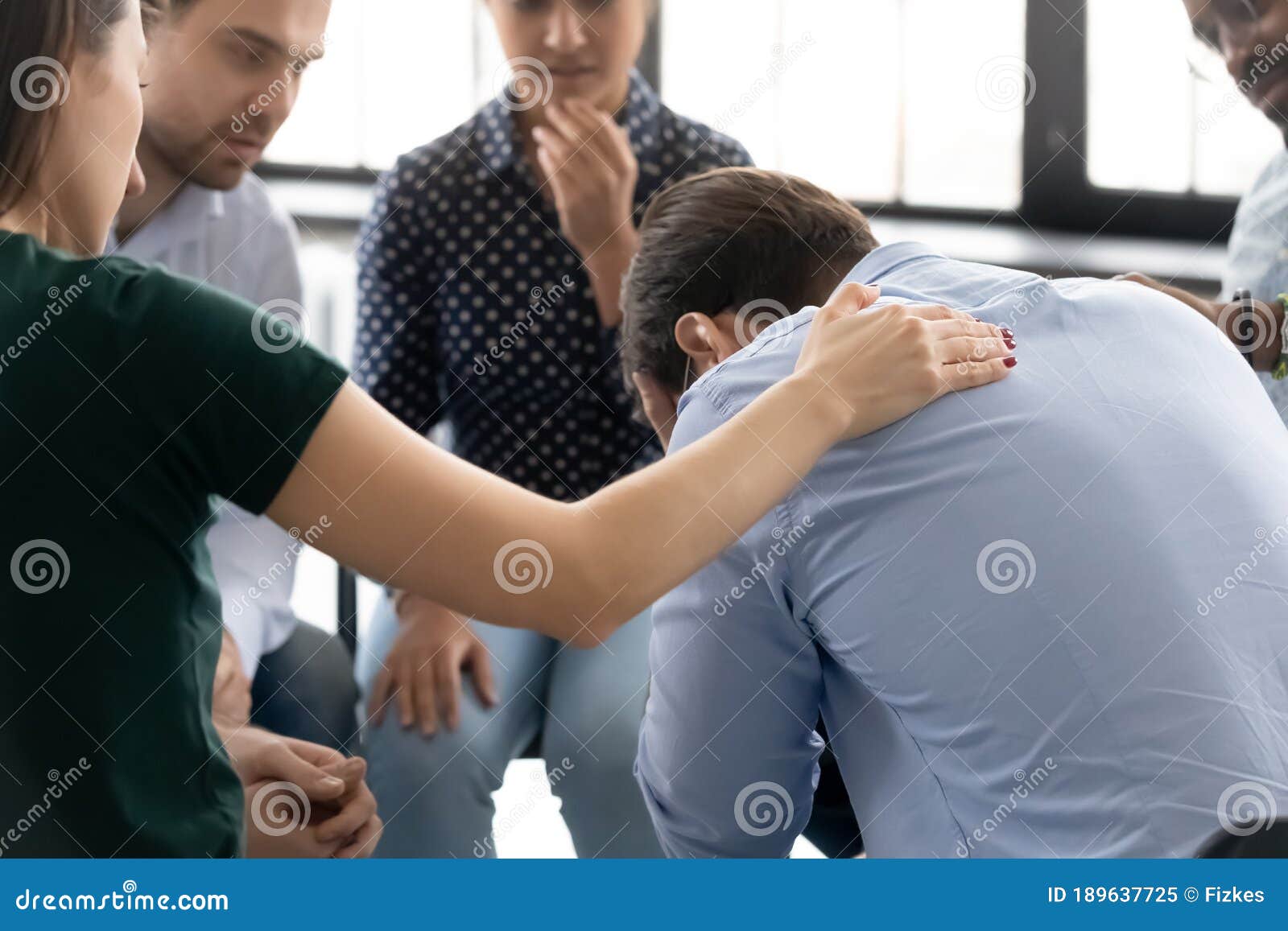 During Group Therapy Session Participants Supporting Crying Desperate ...