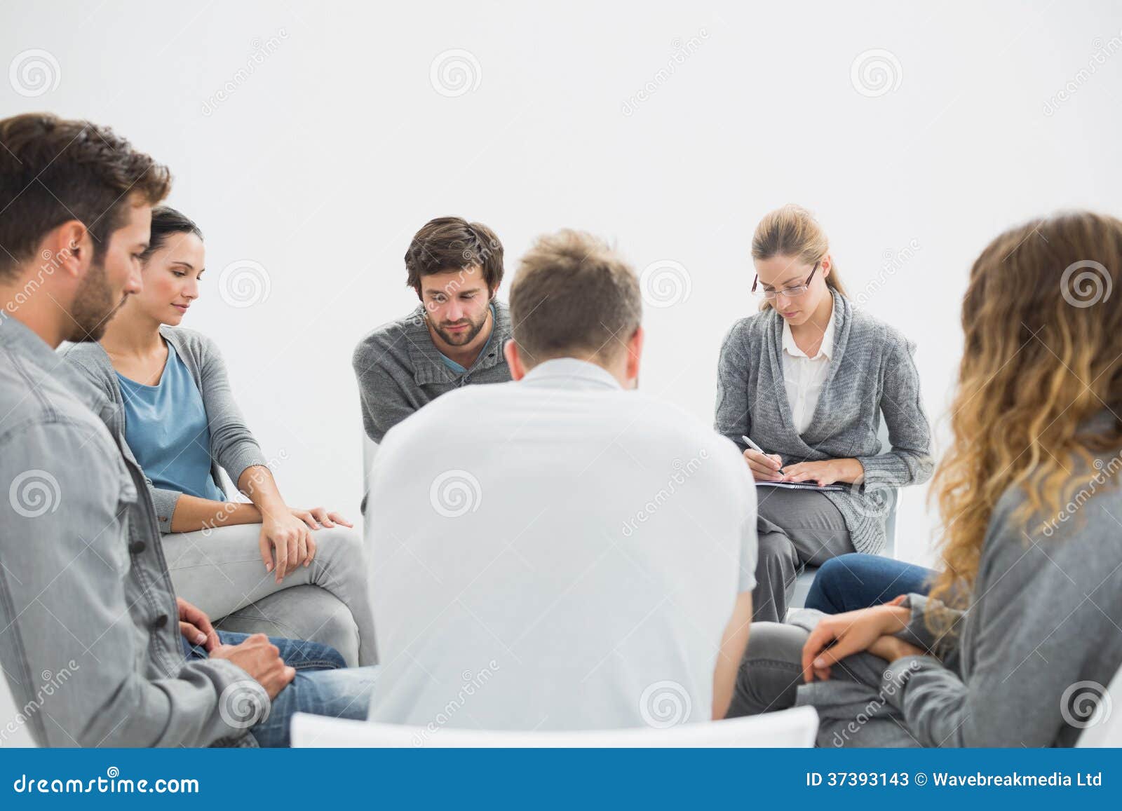 Group Therapy in Session Sitting in a Circle Stock Image - Image of ...