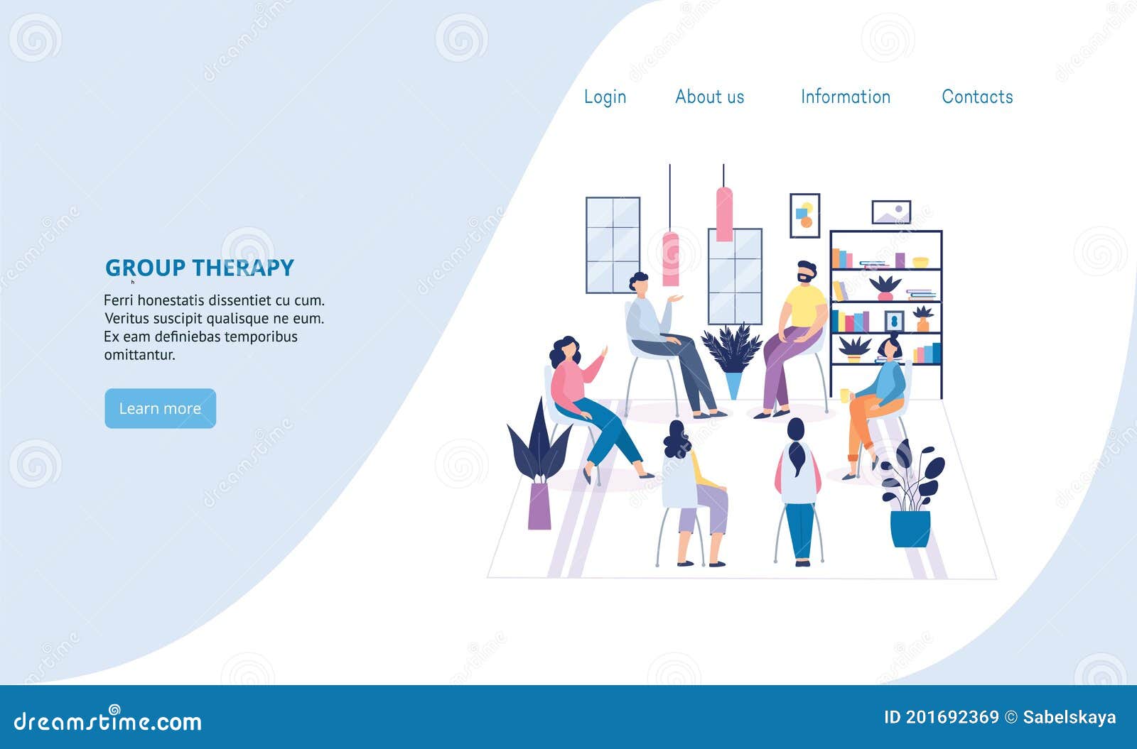Group Therapy Website with People Sitting in Circle Flat Vector ...