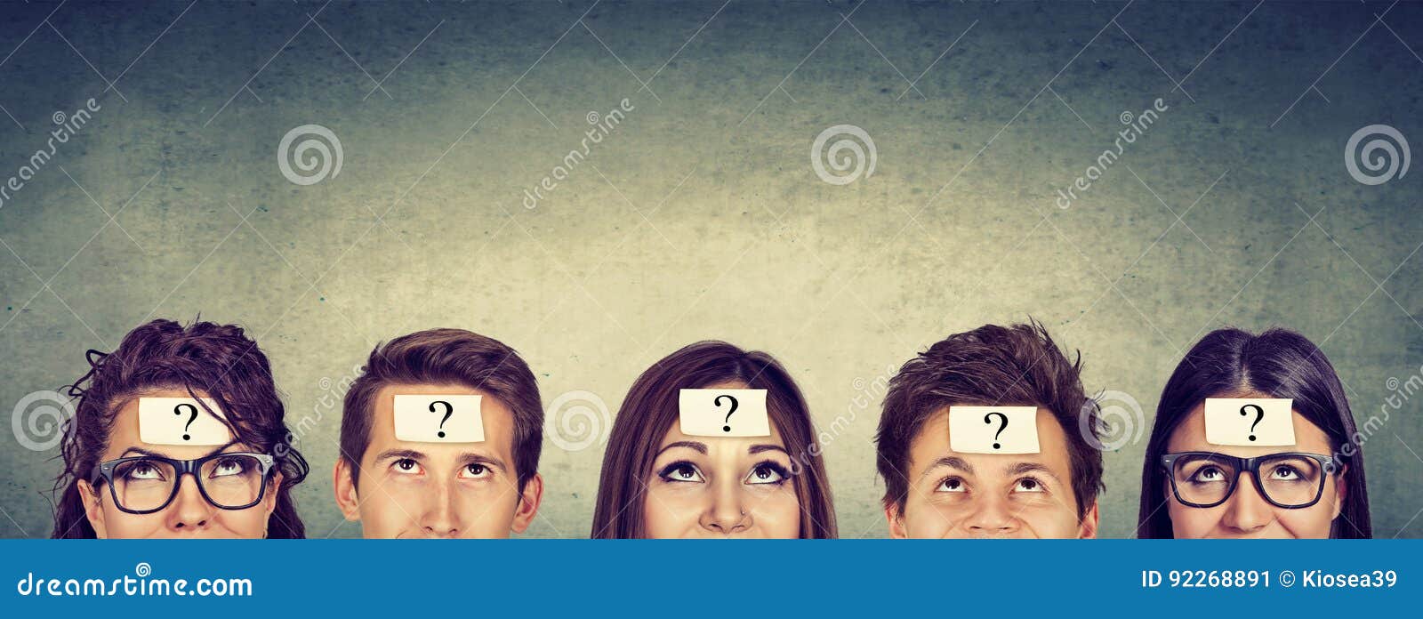 Group of Thinking People with Question Mark Looking Up Stock Image ...