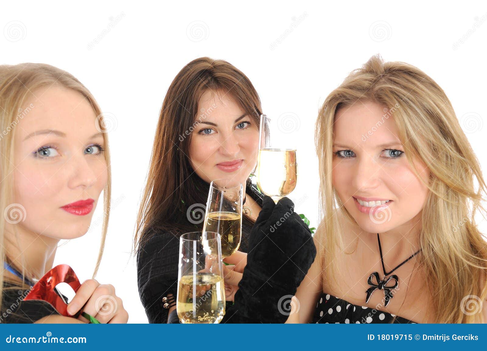 Group of Three Beautiful Elegant Woman Celebrating Stock Image - Image ...
