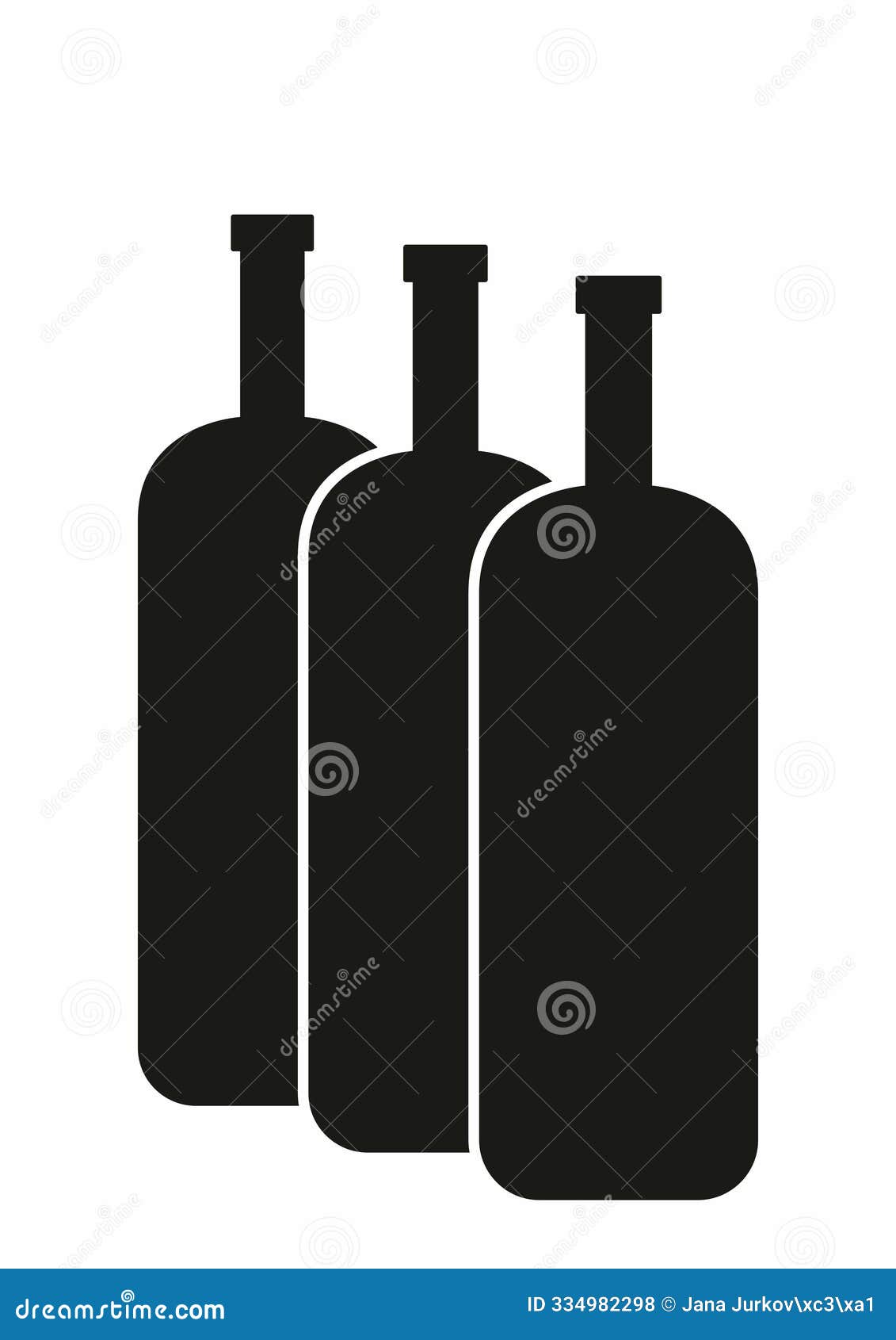 Group of Three Black Bottles, Drinks, Beverages, Vector Icon, Symbol ...