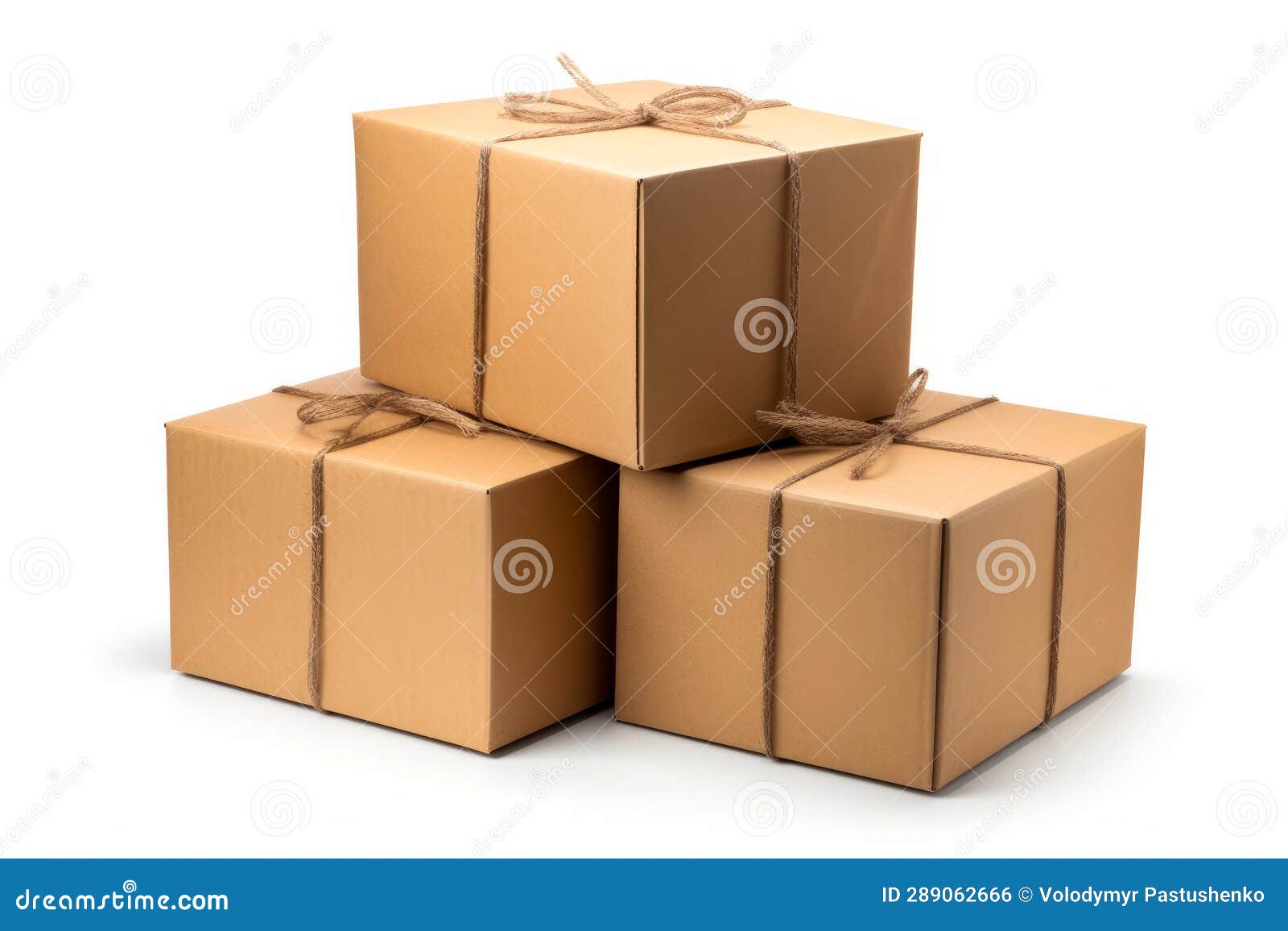 Group of Three Boxes Tied with Twine and Tied with Twine. Generative AI ...