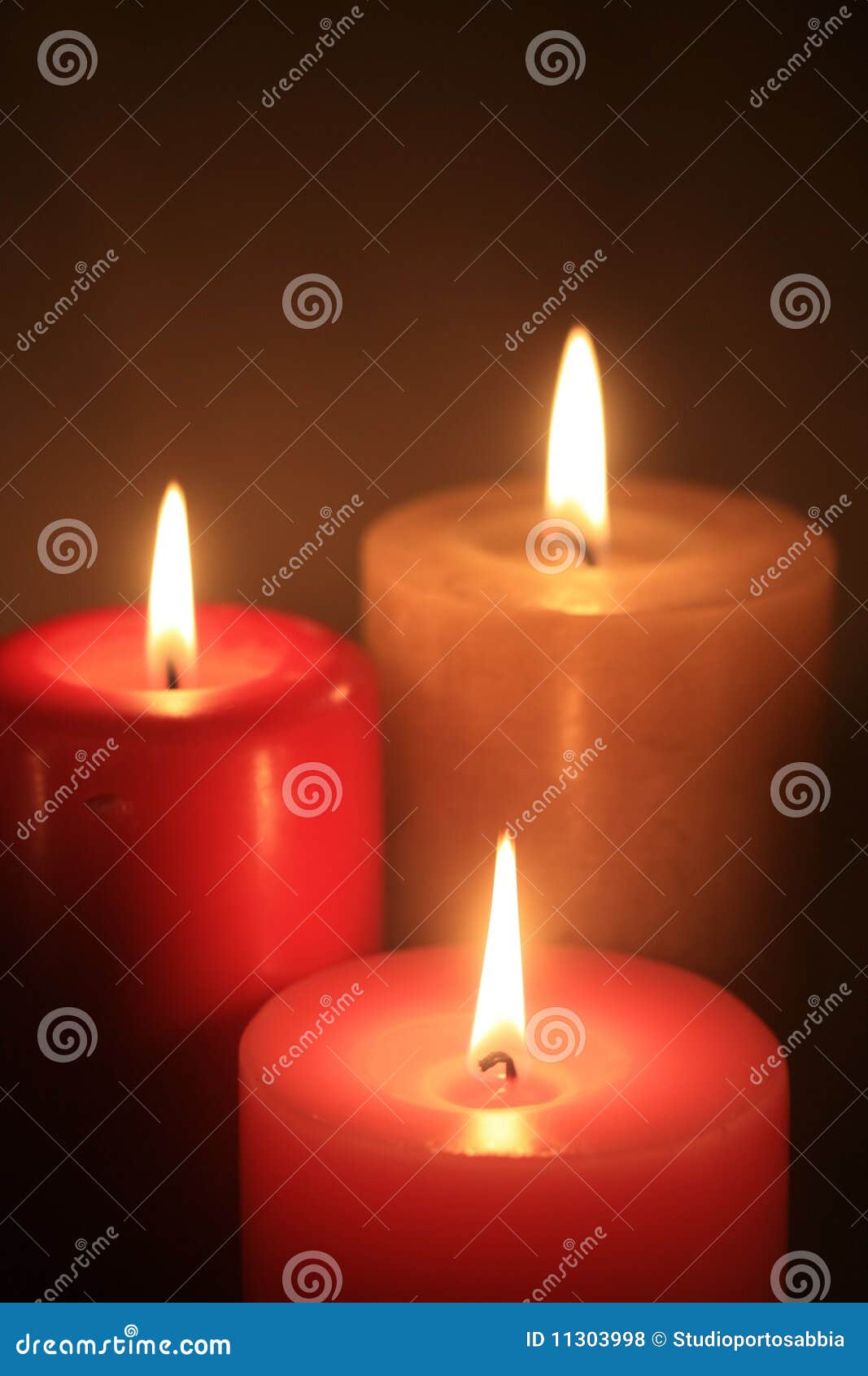 Group of Three Burning Candles Stock Photo - Image of scent, fragrance ...
