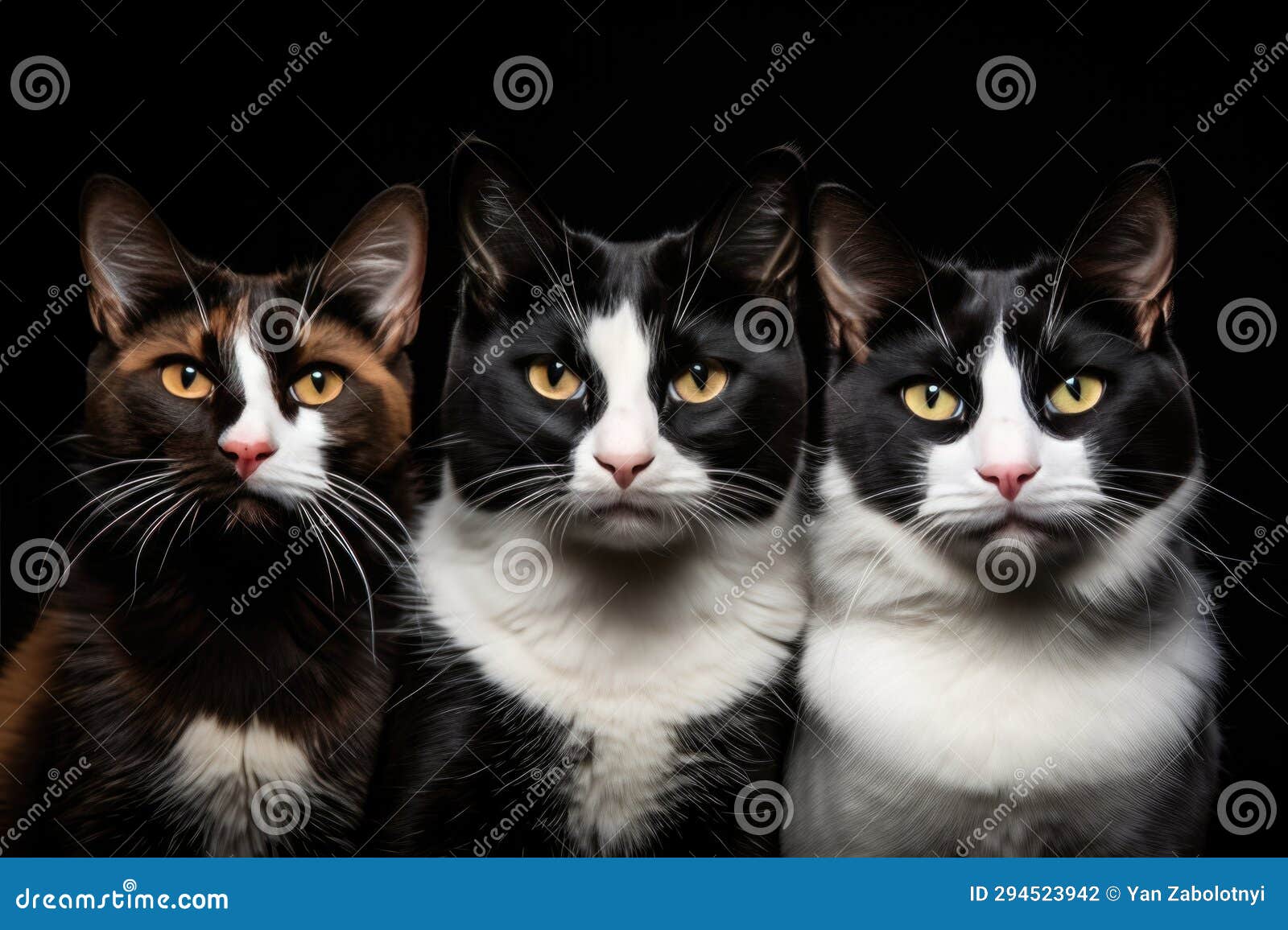 A Group of Three Cats Sitting Next To Each Other Stock Illustration ...