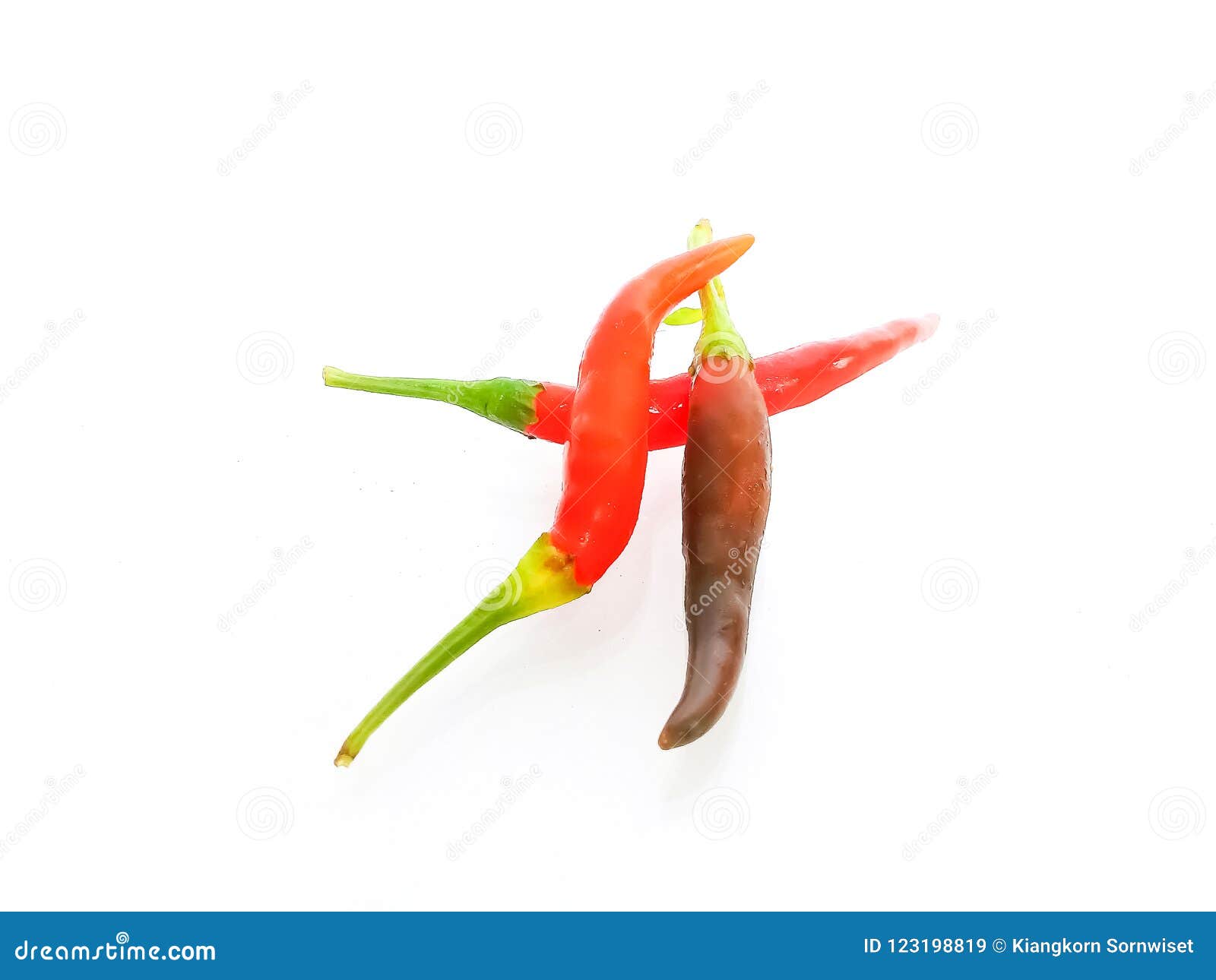 Group of Three Chili Peppers Isolated on White Background As Package ...