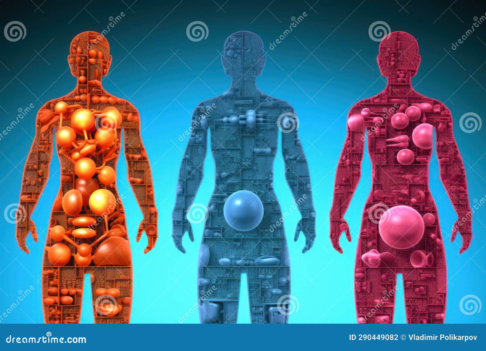 Group of Three Colored Human Figures Stock Photo - Image of back, body ...
