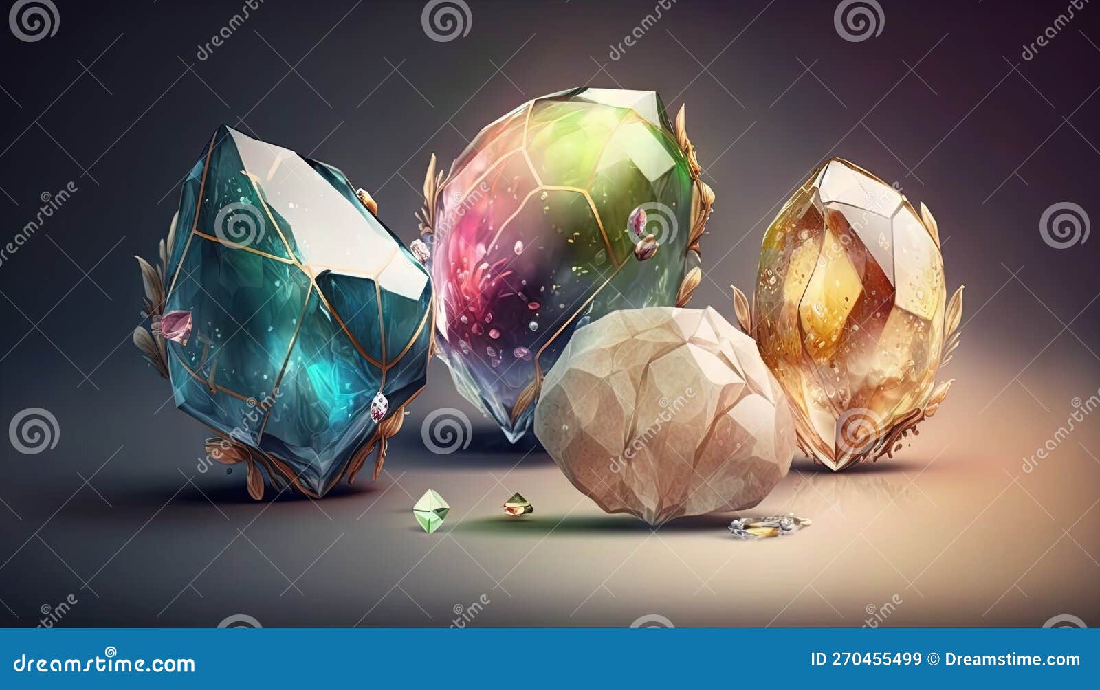 A Group of Three Crystal Stones Sitting on Top of a Table. Generative ...