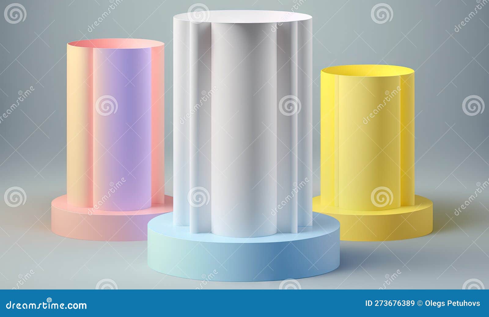 A Group of Three Different Colored Cylinders on a Table Top Stock ...