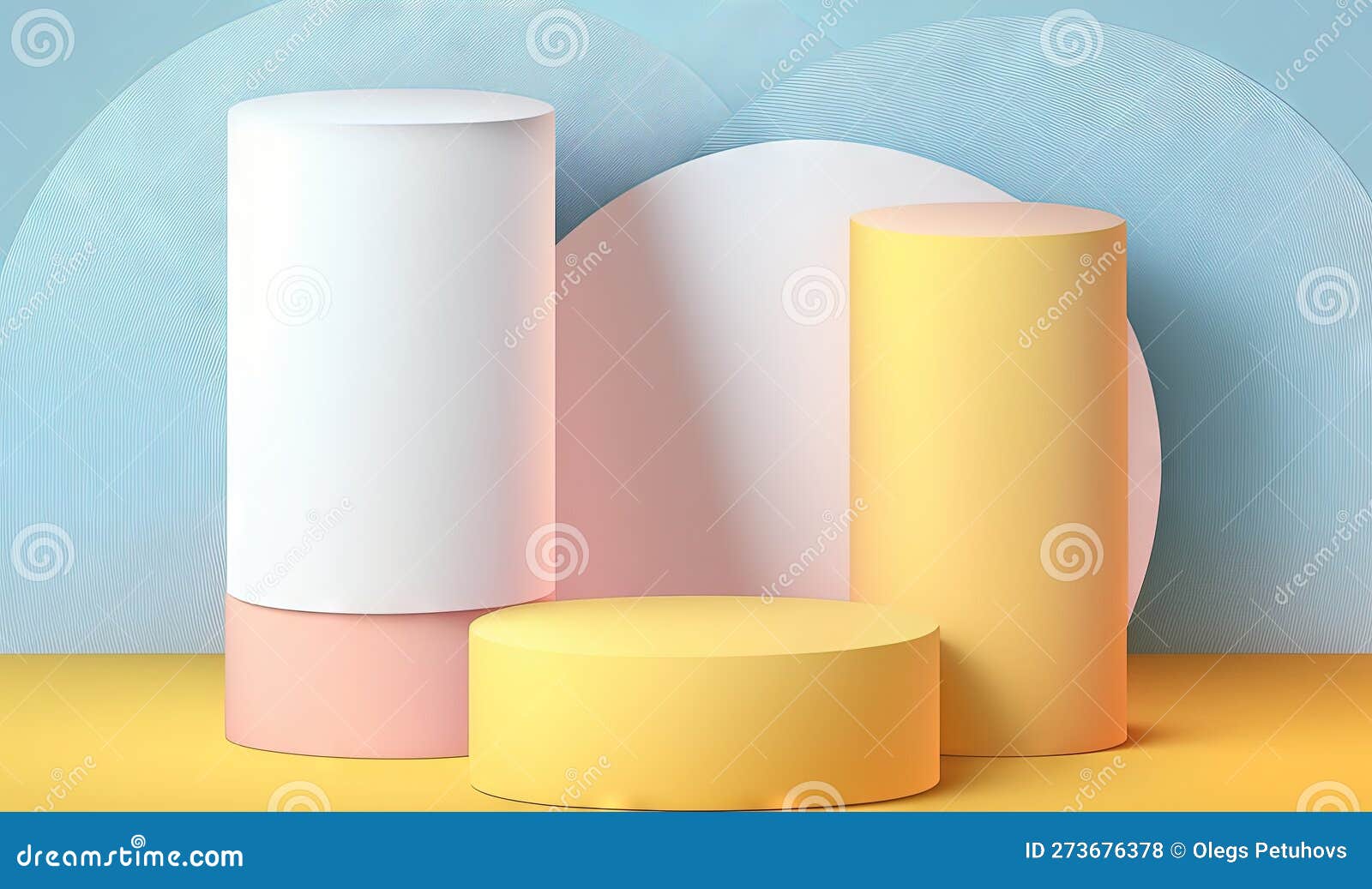 A Group of Three Different Colored Objects on a Yellow Surface Stock ...