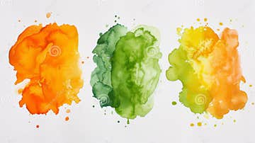 A Group of Three Different Colored Paint Splats on a White Background ...