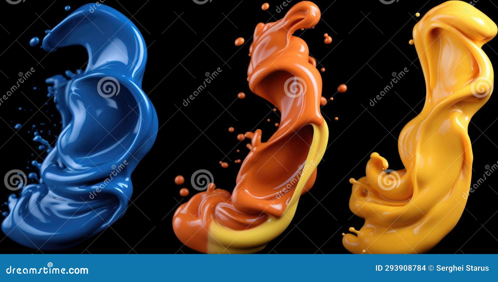 A Group of Three Different Colors of Paint, AI Stock Illustration ...