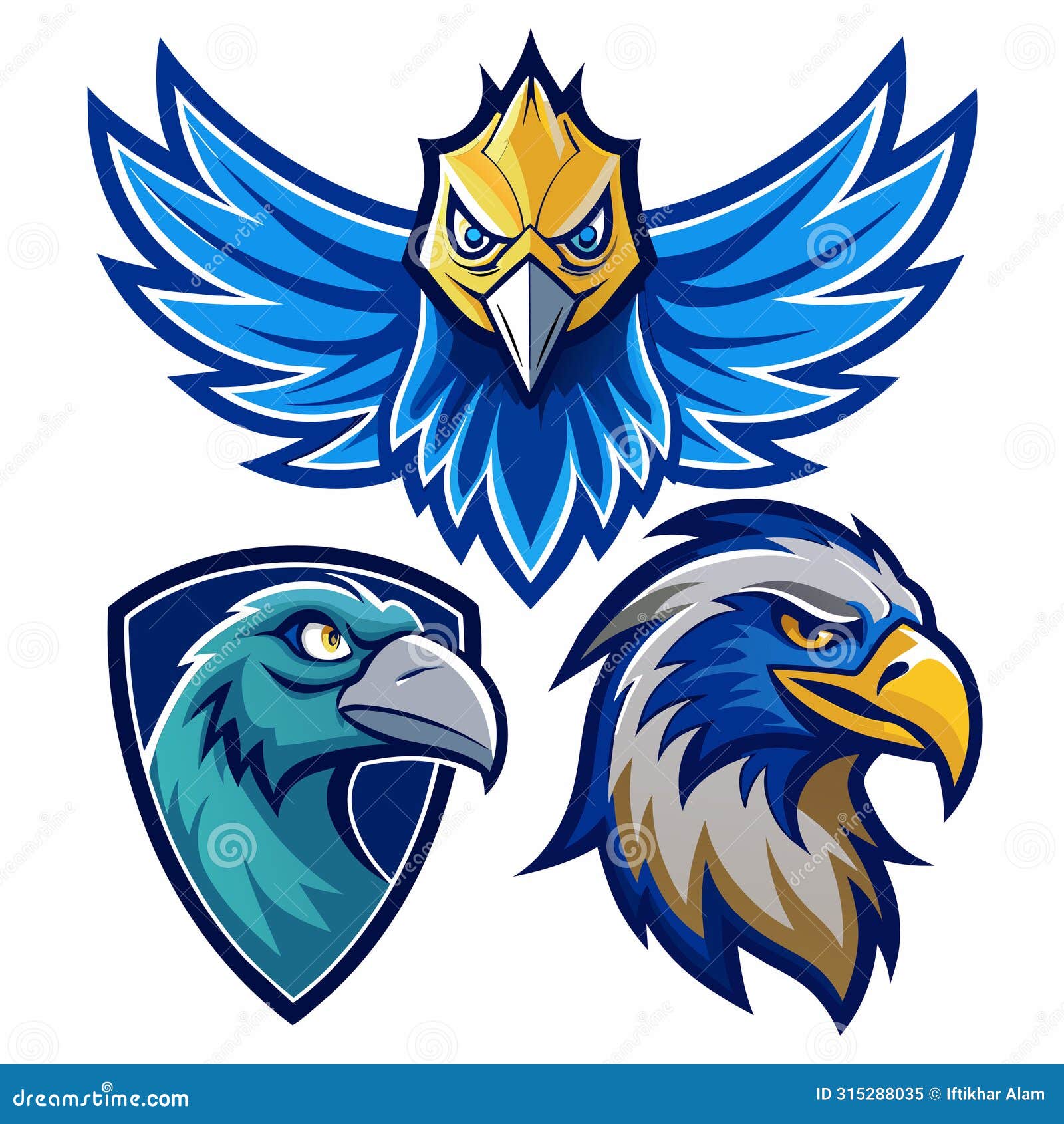 A Group of Three Eagles, Each with a Distinct Color, Flying Together ...