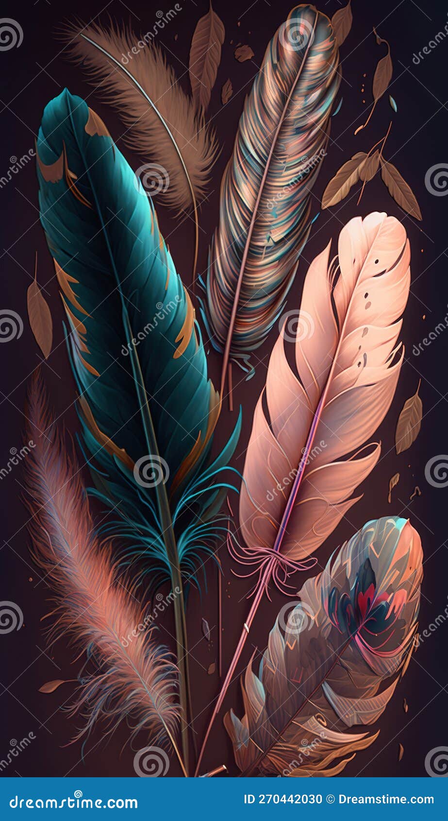 A Group of Three Feathers Sitting on Top of a Table. Stock Illustration ...
