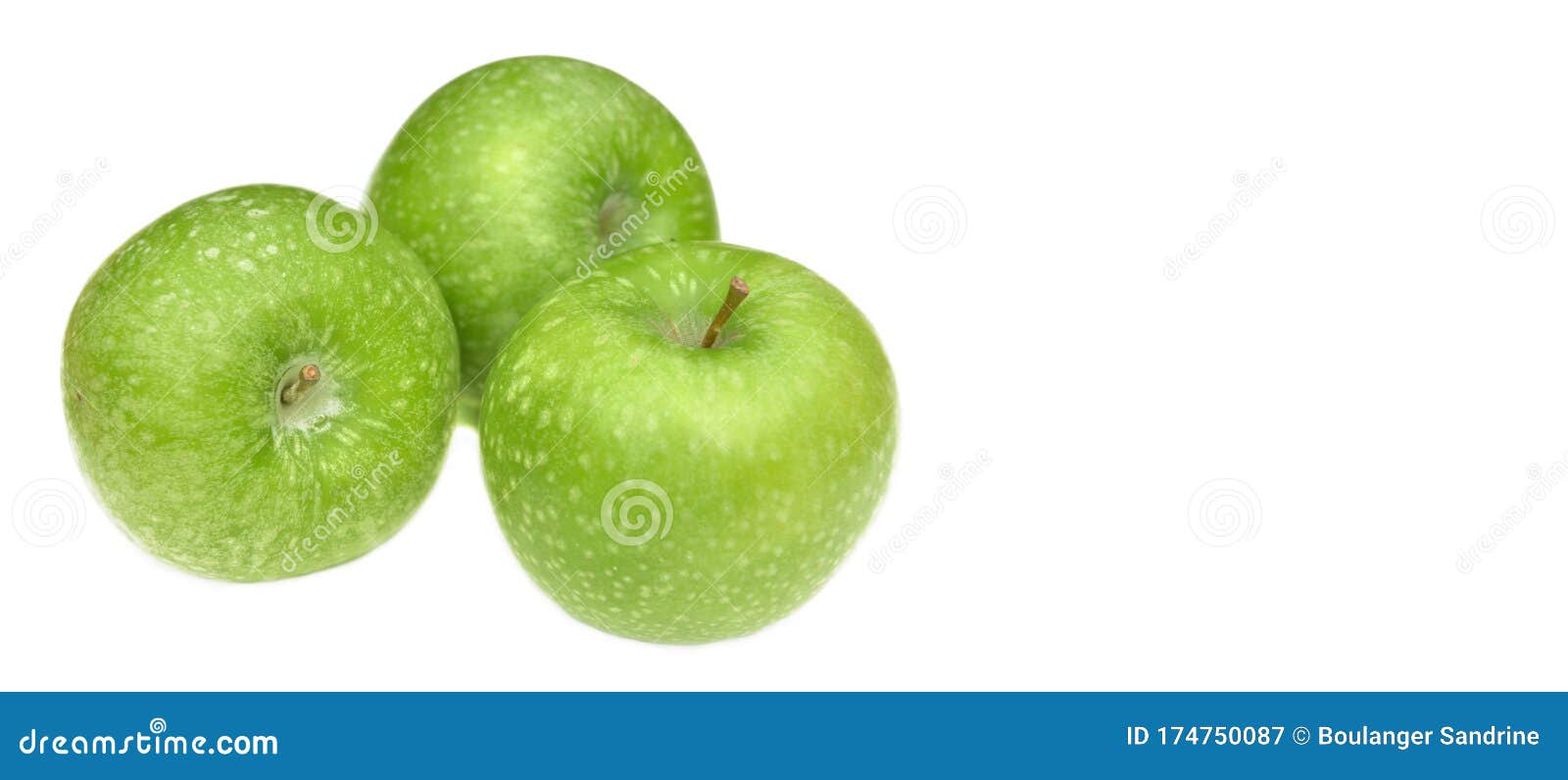 Three Green Apples Isolated on White Background Stock Image - Image of ...