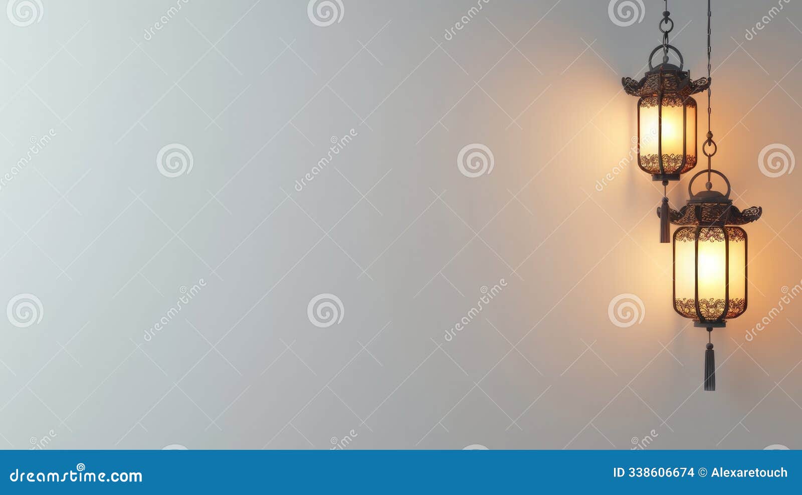 A Group of Three Hanging Lamps on a Wall, AI Stock Photo - Image of ...