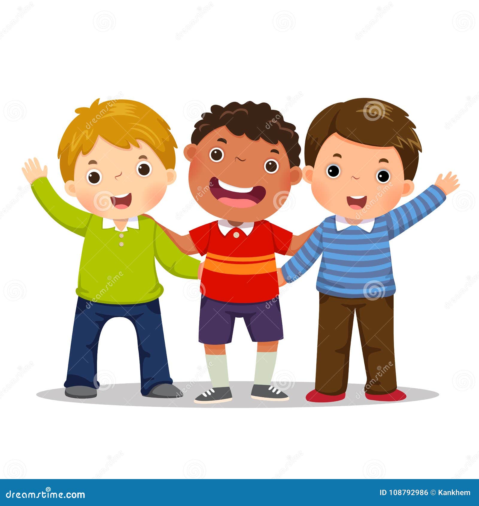 Happy Two Boys Playing Tire Swing Under The Tree Cartoon Vector ...