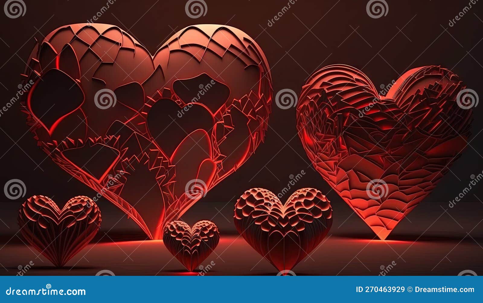 A Group of Three Heart Shaped Paper Cut Out of Paper. Generative Ai ...