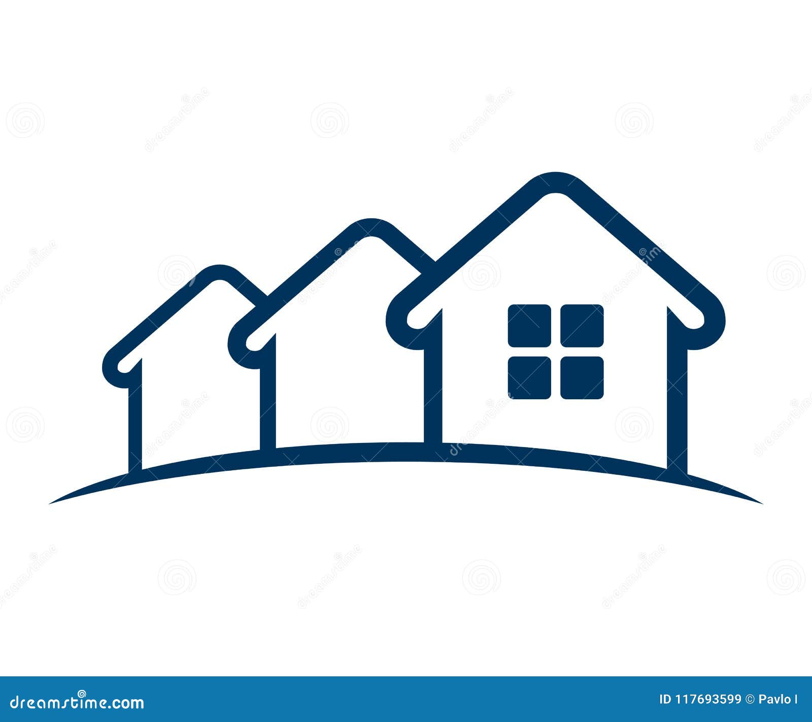 Group of Three House - Vector Stock Vector - Illustration of style ...
