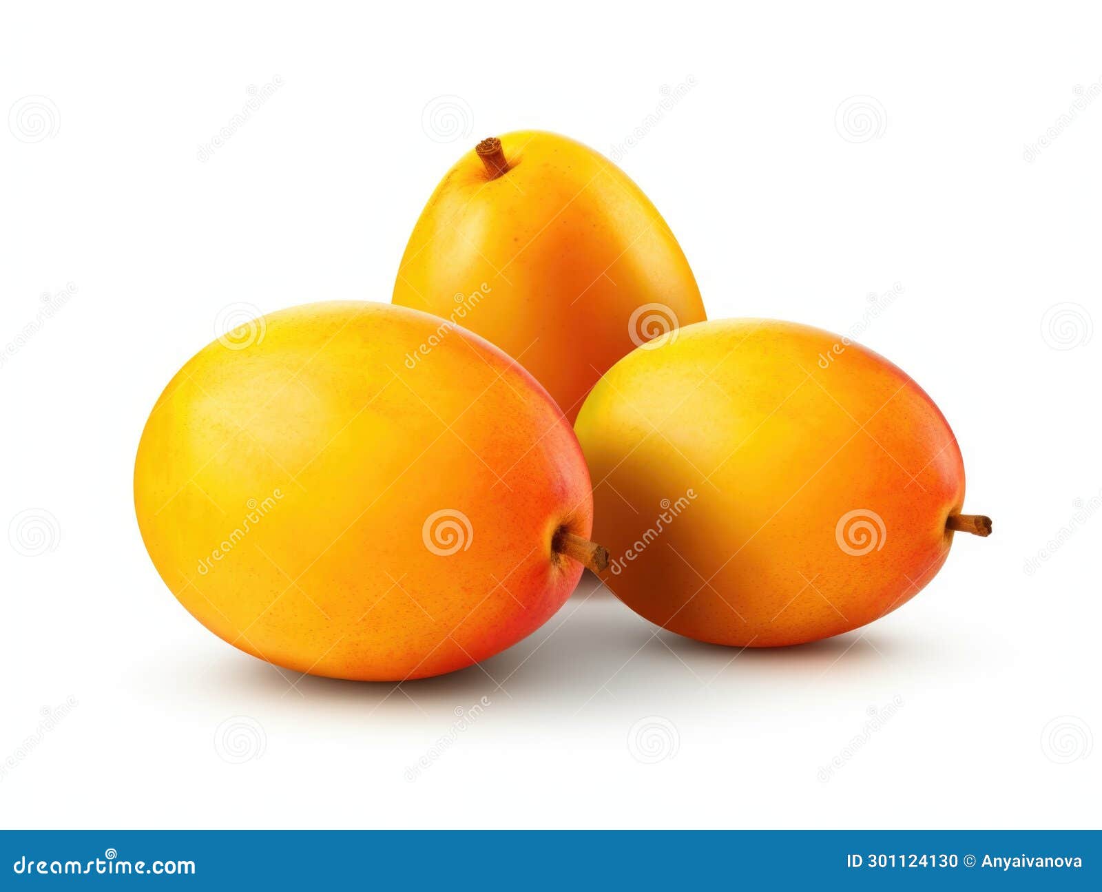 A Group of Three Mangos Sitting on Top of Each Other Stock Photo ...