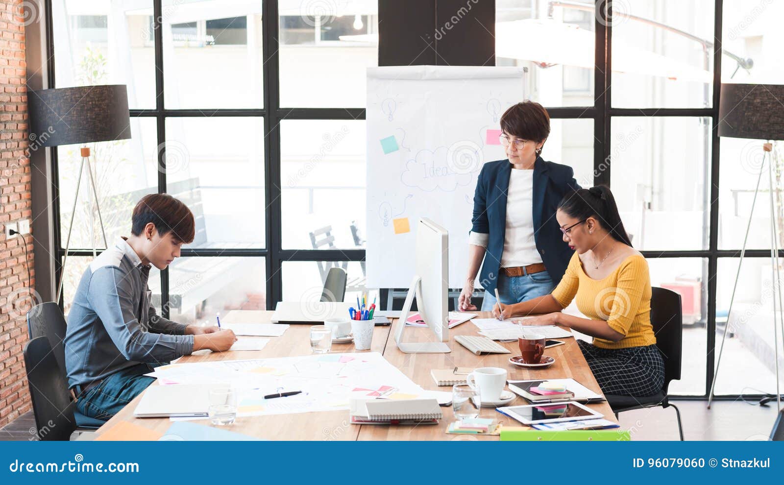 Group of Three Multi Generation of Creative Work Place, Modern S Stock ...