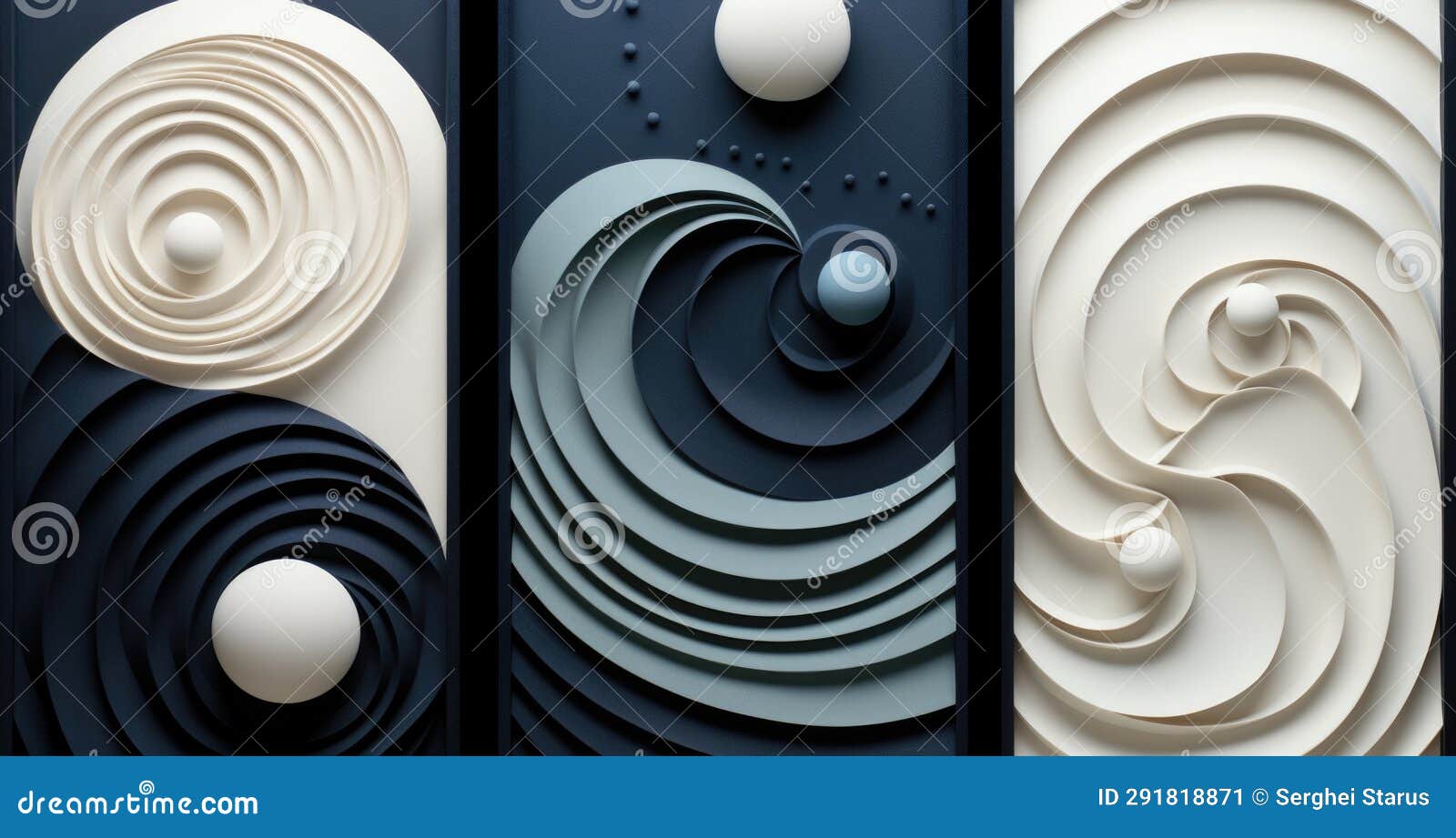 A Group of Three Panels with Different Designs on Them. AI. Stock ...