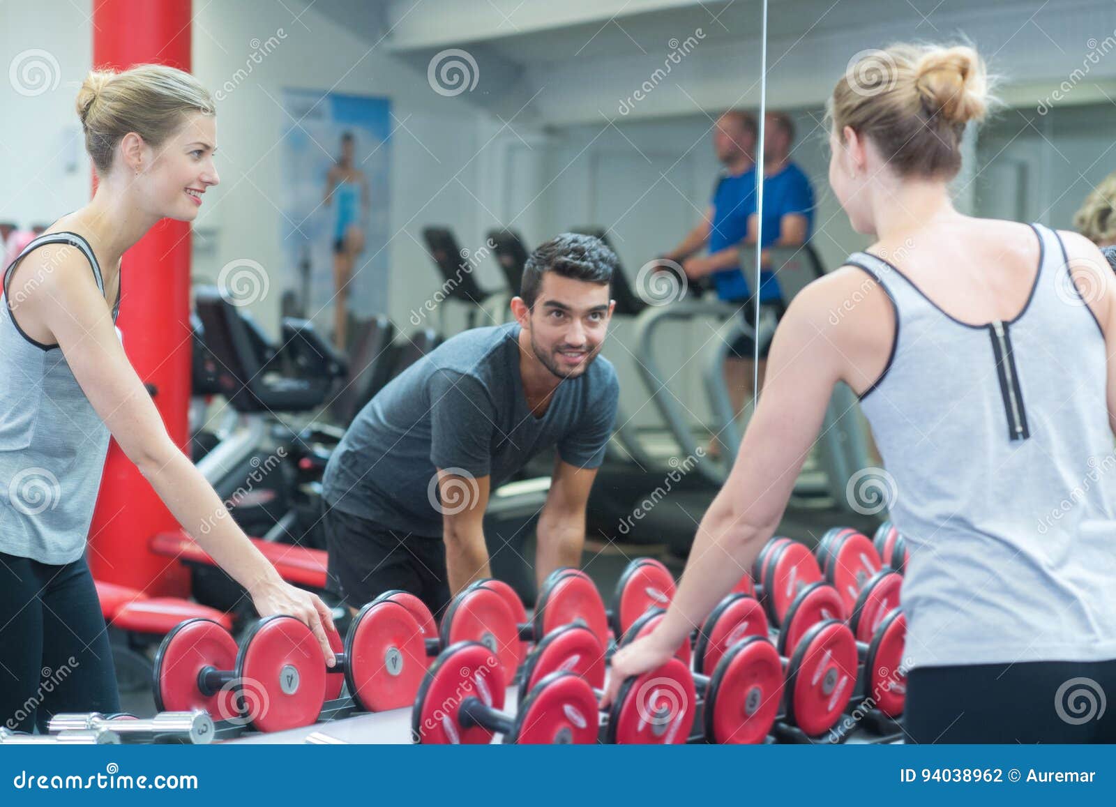 Group Three People Do Cross Fit in Gym Stock Photo - Image of group ...