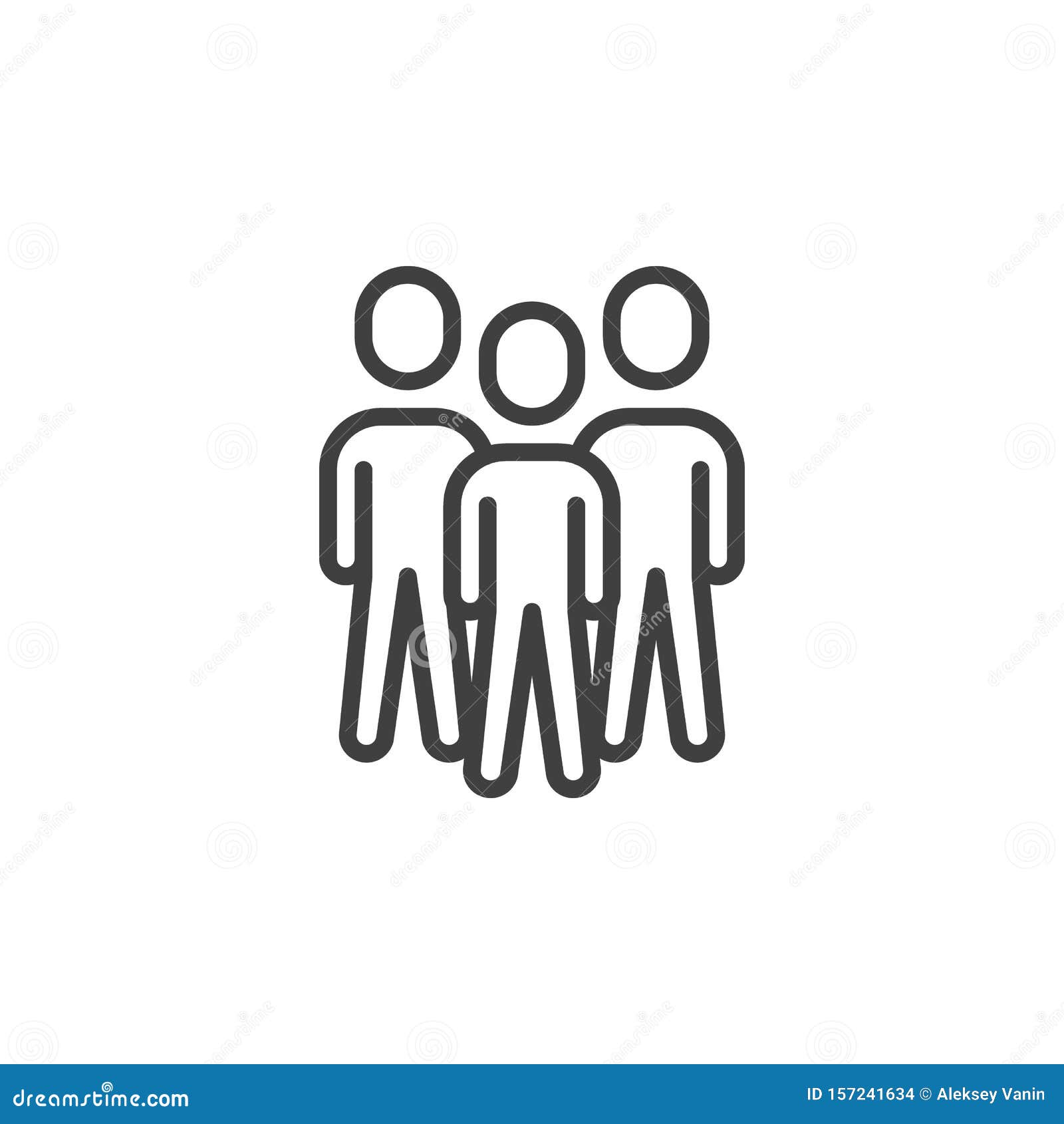 Group of Three People Line Icon Stock Vector - Illustration of group ...