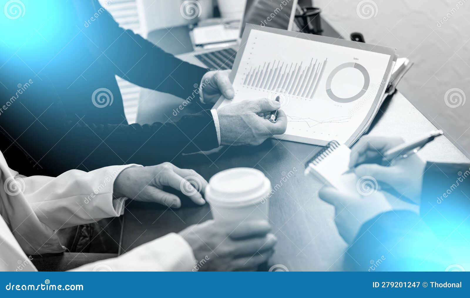 Group of Three People Working Together Light Effect Stock Image - Image ...