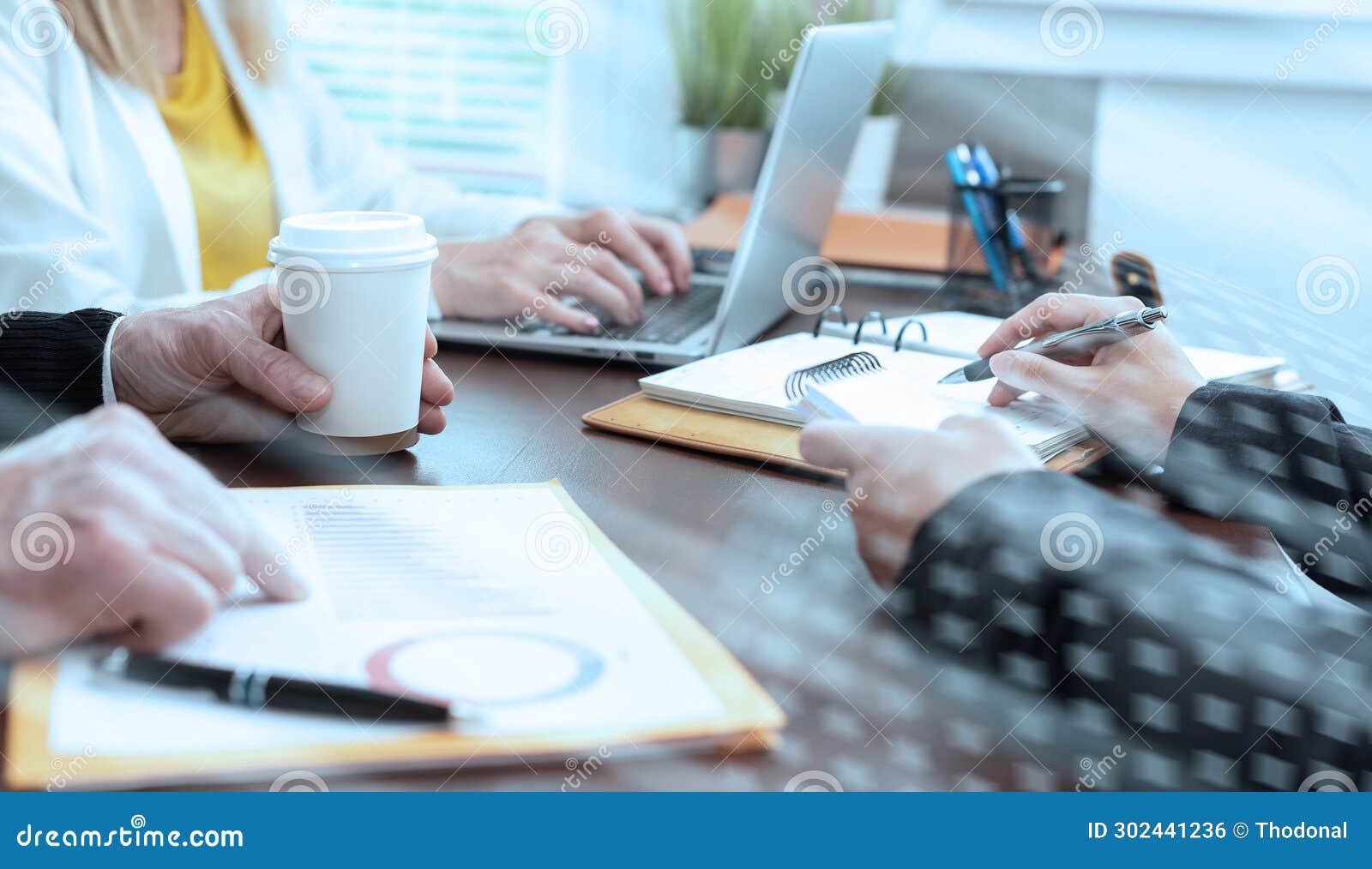 Group of Three People Working Together Light Effect Stock Photo - Image ...