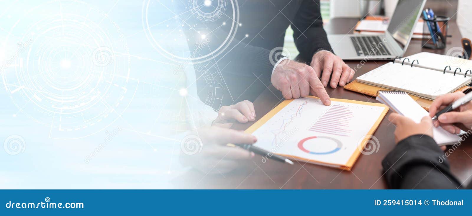 Group of Three People Working Together; Panoramic Banner Stock Photo ...