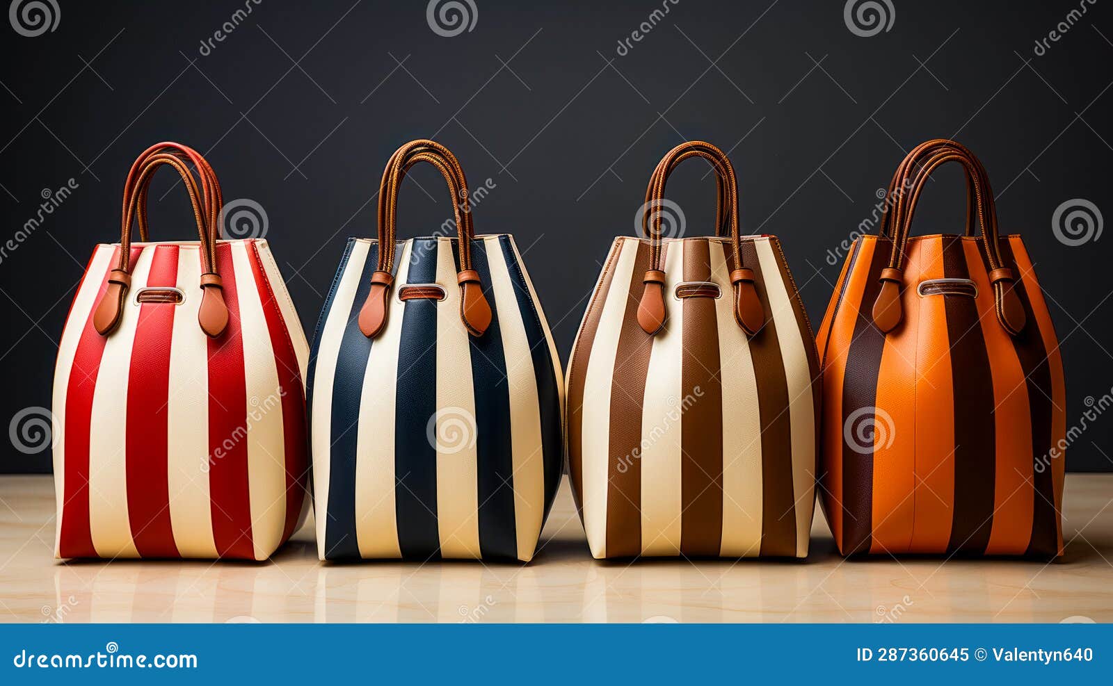 Group of Three Purses Sitting on Top of Table. Generative AI Stock ...