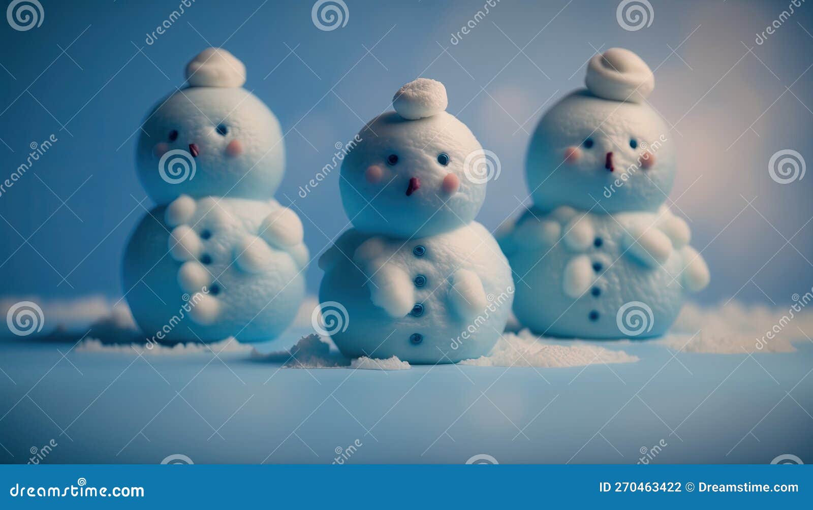 A Group of Three Snowmen Sitting in the Snow Together. Generative Ai ...