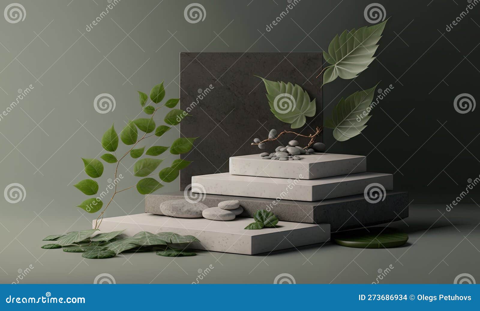 A Group of Three Stacked Blocks with a Plant Growing Out of Them Stock ...