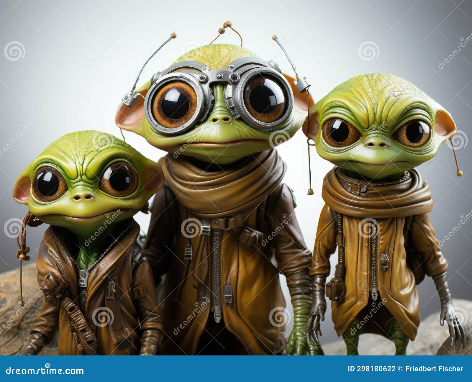 A Group of Three Toy Alien Like Figures Stock Illustration ...