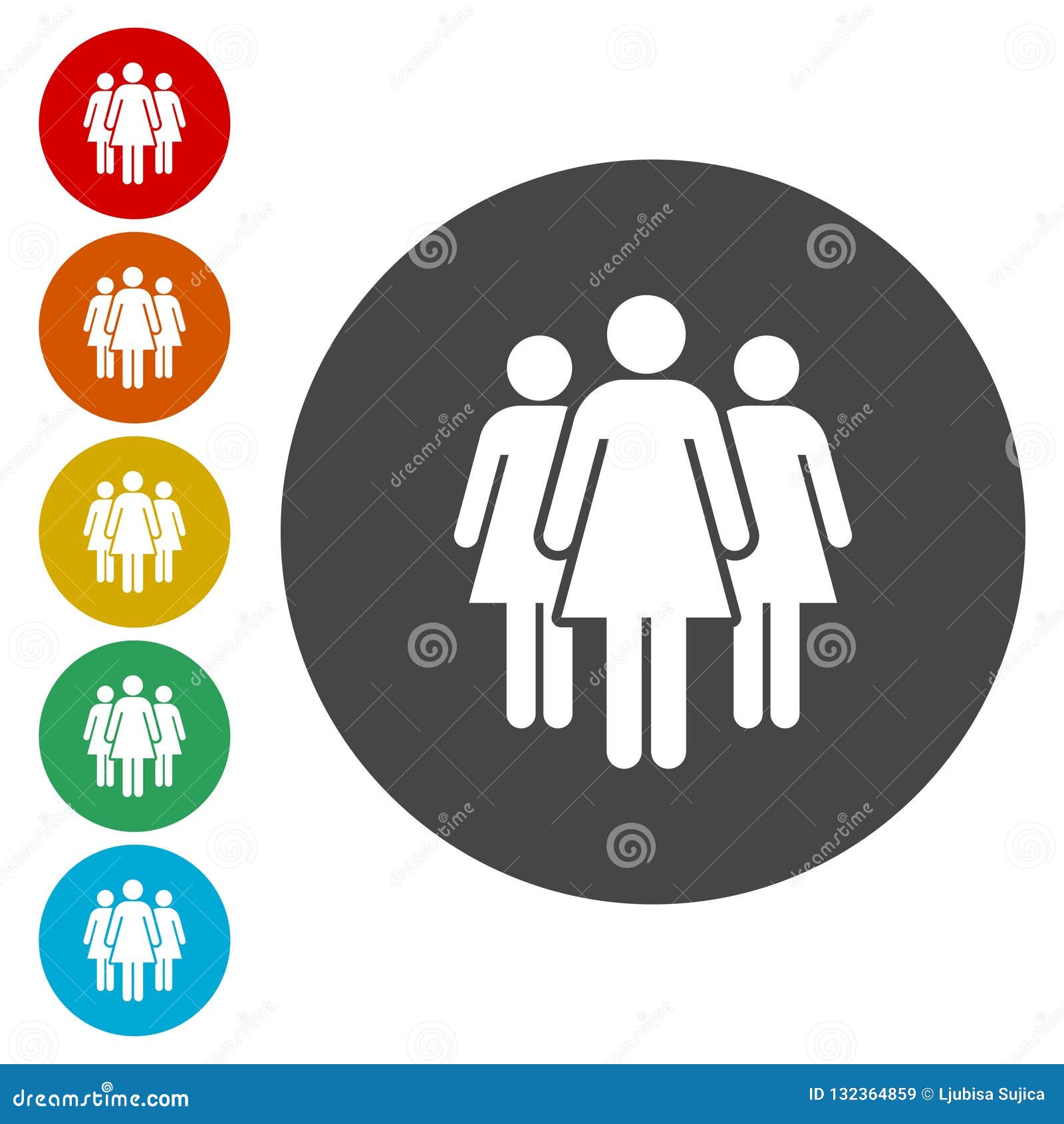 Group of three women icon stock vector. Illustration of network - 132364859