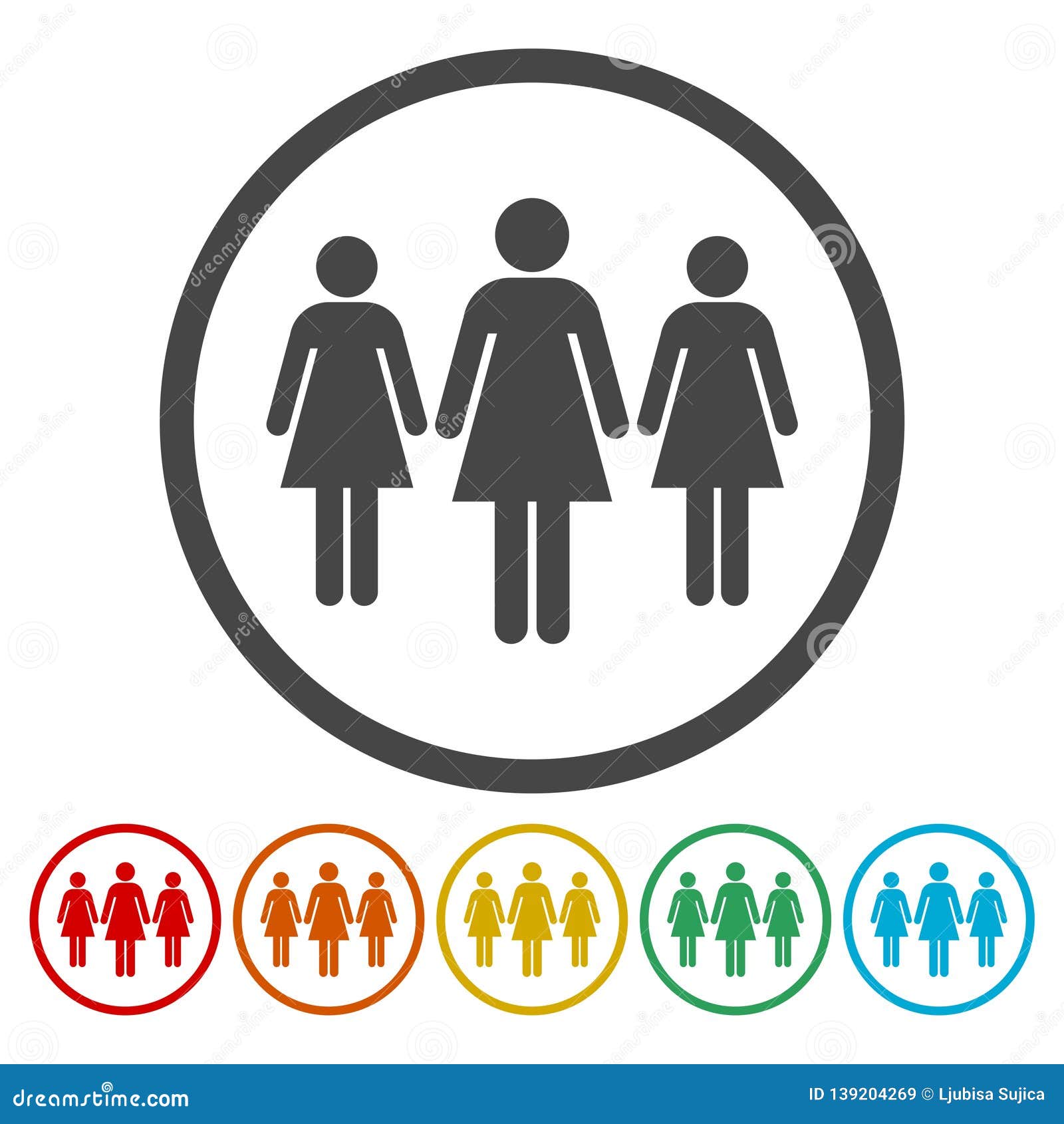 Group of three women icon stock vector. Illustration of diversity ...