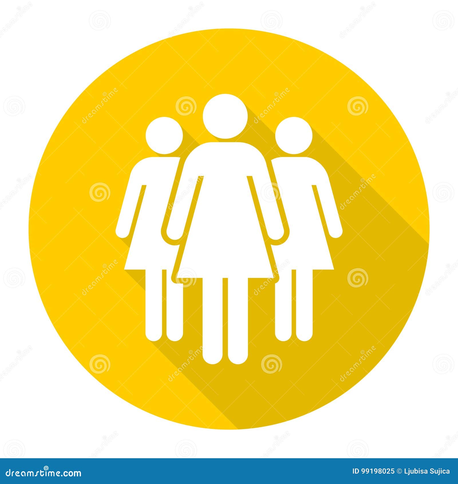 Group of Three Women Icon with Long Shadow Stock Vector - Illustration ...