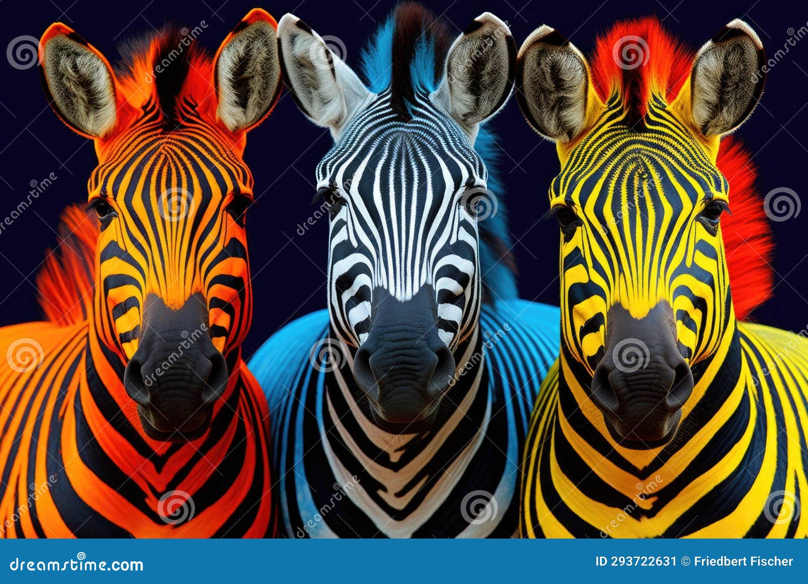 A Group of Three Zebra Standing Next To Each Other Stock Image - Image ...