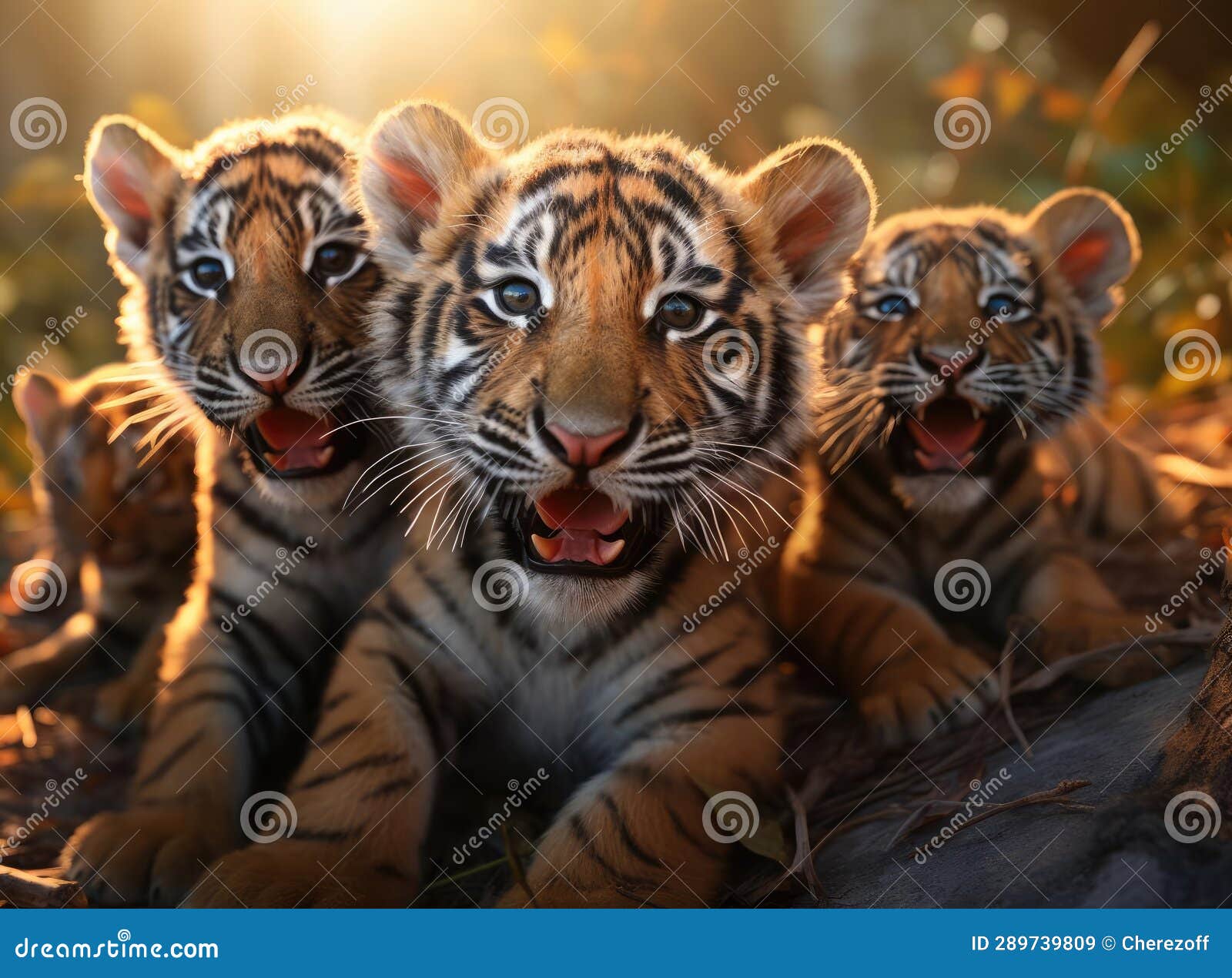 A group of tiger cubs stock image. Image of wildlife - 289739809