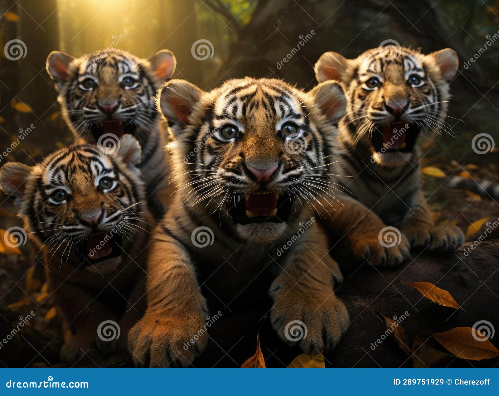 A group of tiger cubs stock image. Image of animal, striped - 289751929
