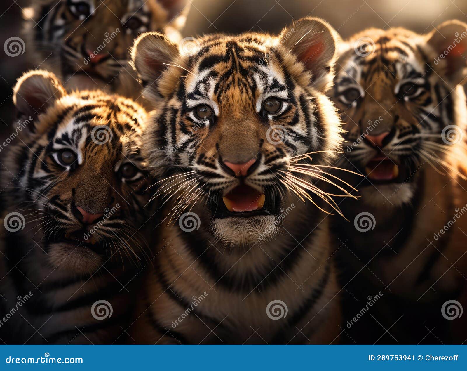 A group of tiger cubs stock image. Image of asia, nature - 289753941