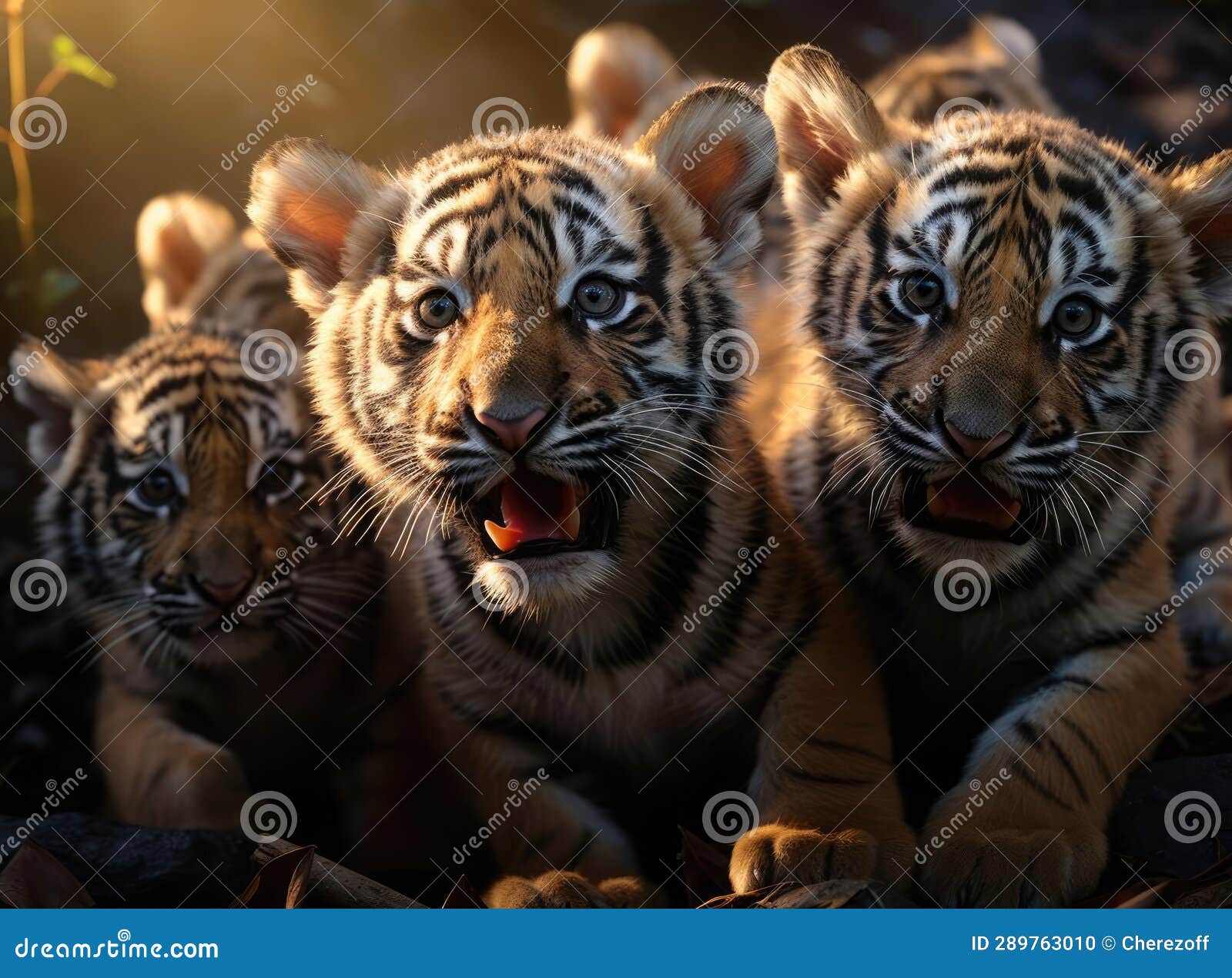 A group of tiger cubs stock photo. Image of family, female - 289763010